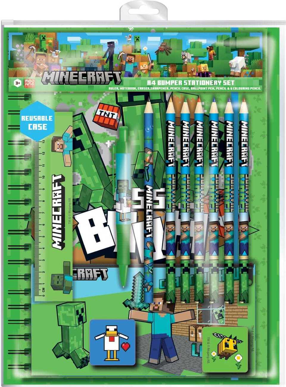 Zestaw Do Pisania Minecraft 12 Element w A4 Bumper Zestaw Do Pisania Minecraft 12 Element w A4 Bumper