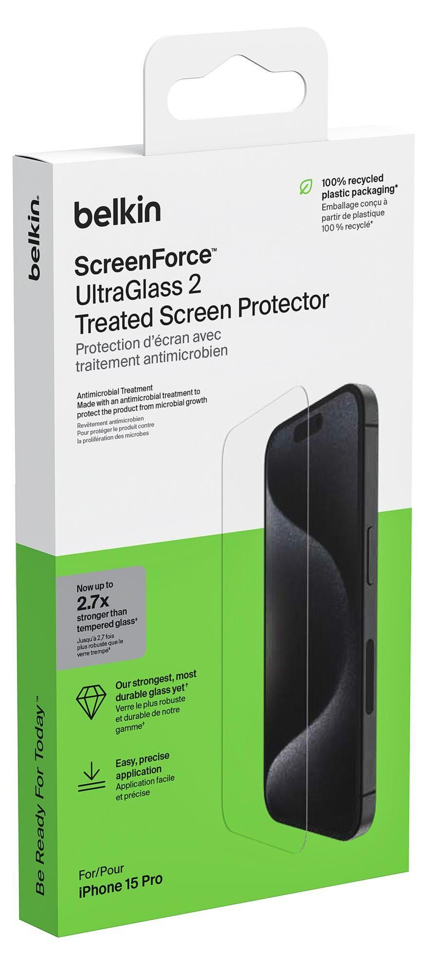 Belkin Screenforce UltraGlass2 antybakteryjny iPhone 15 Pro