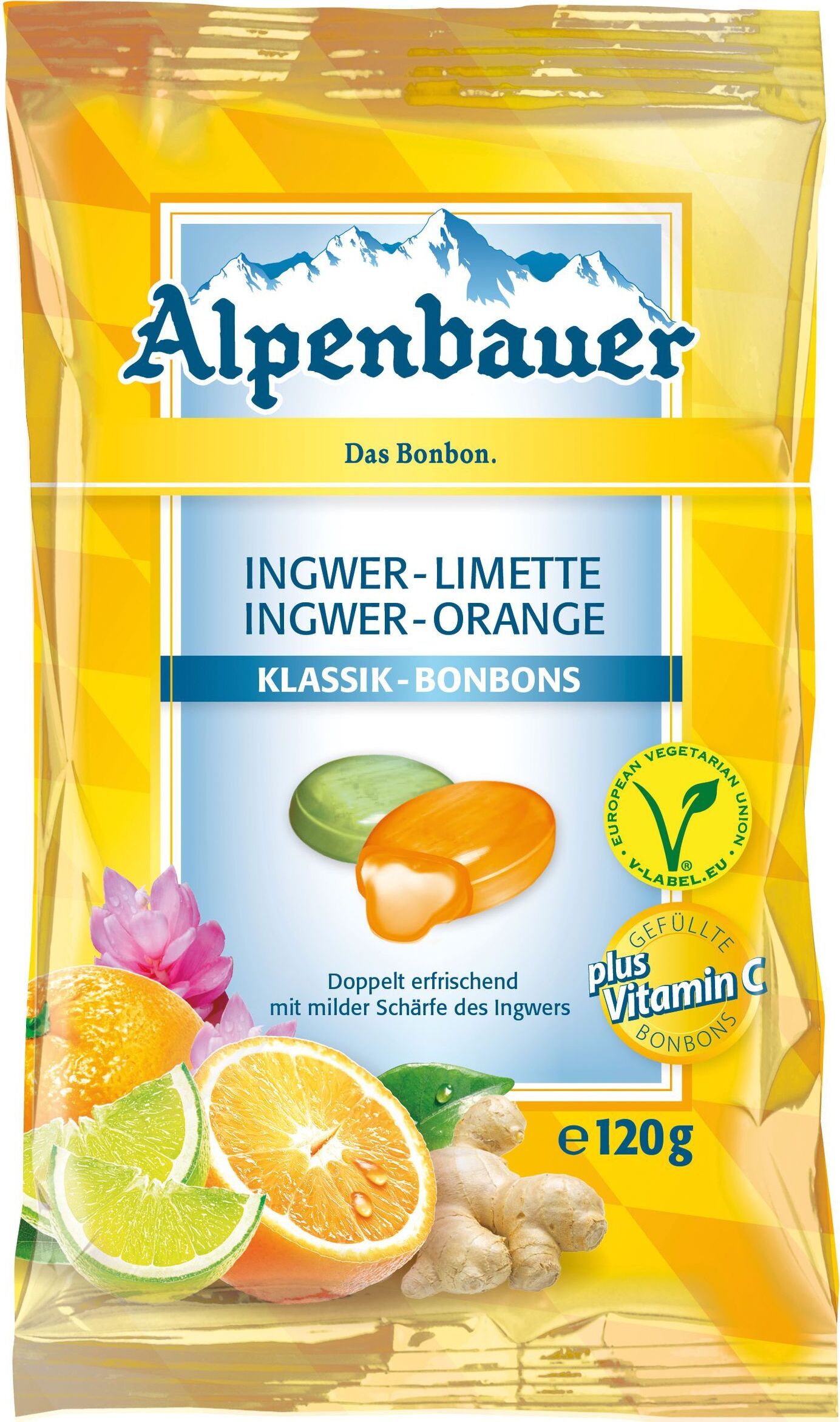 Alpenbauer Classic Ginger Orange Ginger Lime Bonbons 120g