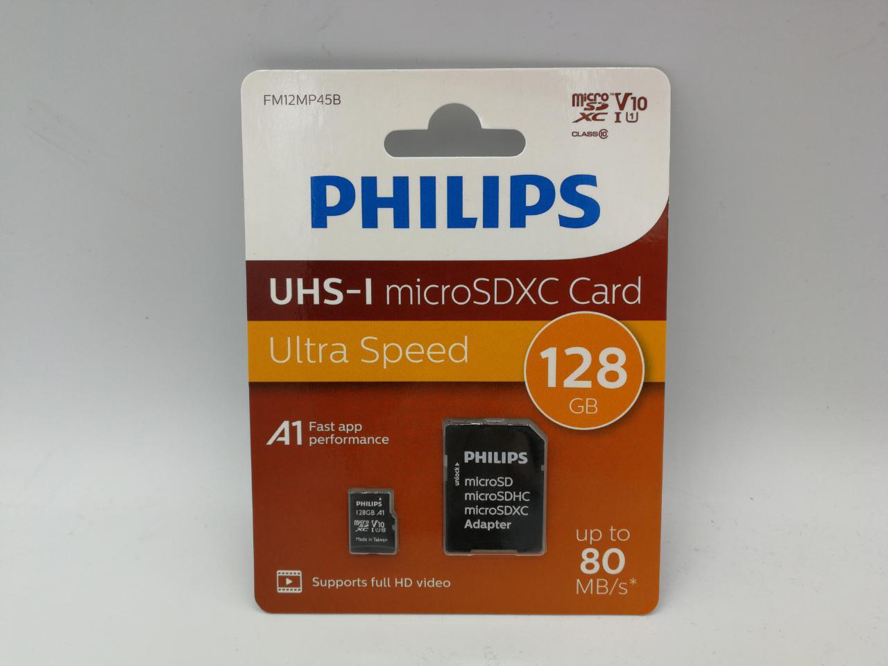 Philips Micro-SDHC-Card 128GB Class 10, UHS-I U1, incl.