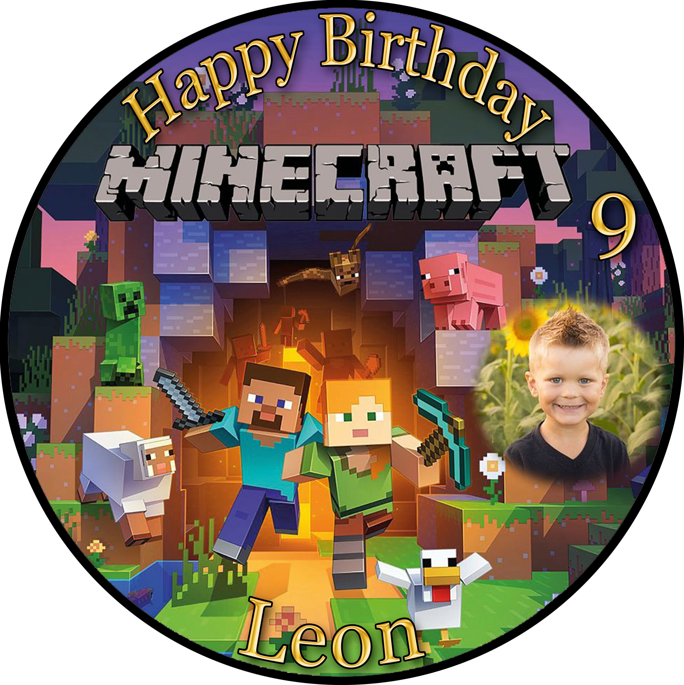 Cake topper Minecraft Pixel TNT MCR01 14 cm Ø con foto