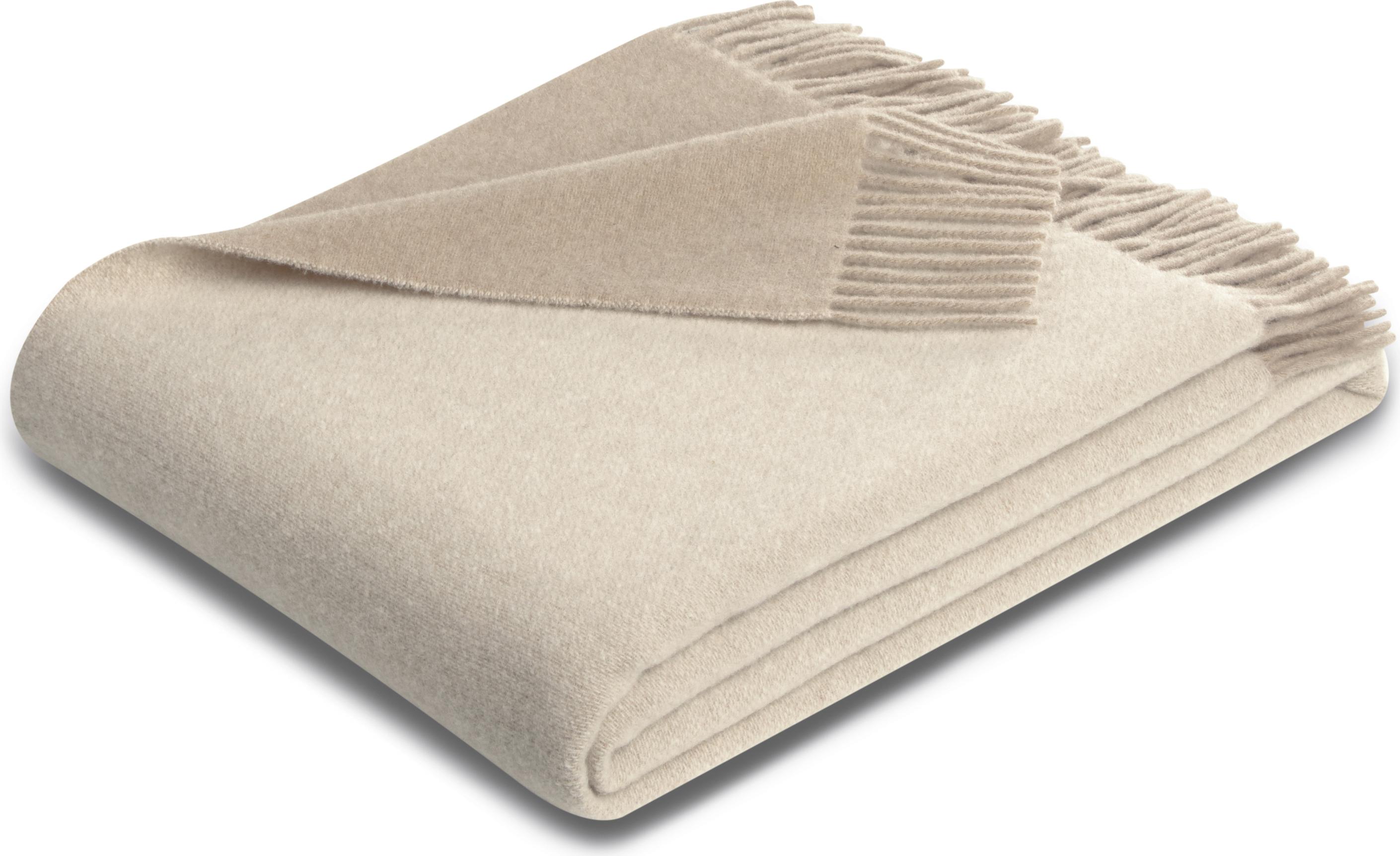 Biederlack Plaid mit Fransen Farbe Nature-Beige Größe 130