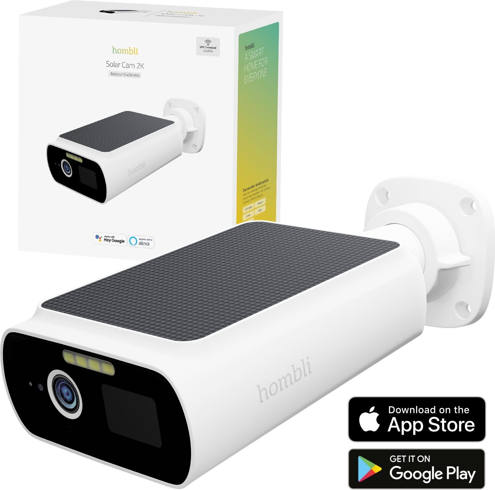 Hombli Caméra de sécurité solaire 2K - Vision nocturne