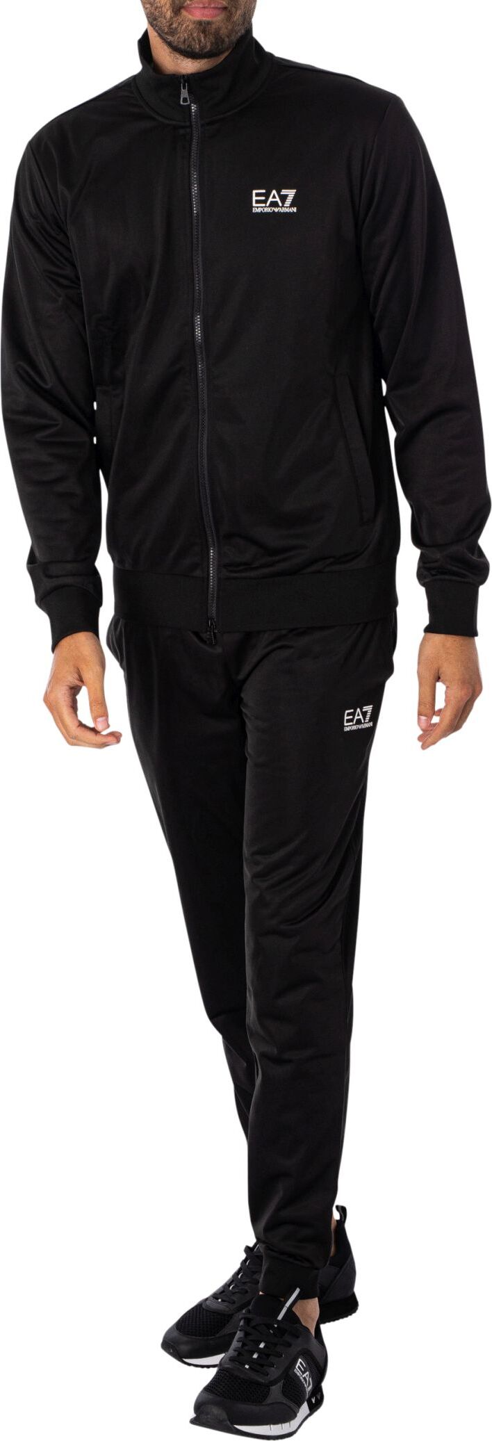 EA7 Trainingsanzug mit Logo und Reißverschluss, Schwarz L