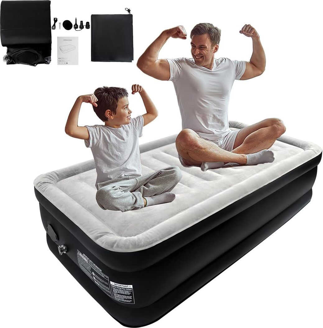 TRMLBE 195x152x46 cm Luftmatratze mit Pump Aufblasbare