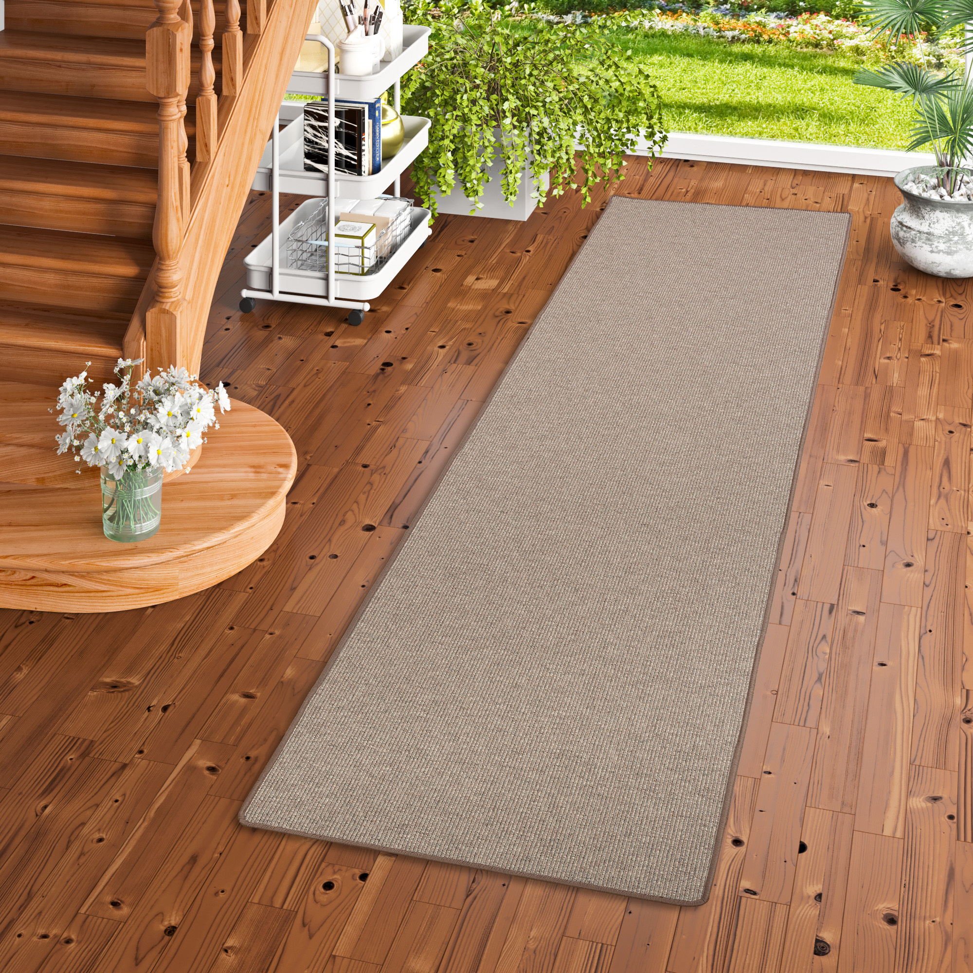Natur Sisal-Optik Teppich Läufer Taff Braun, Größe:100x300