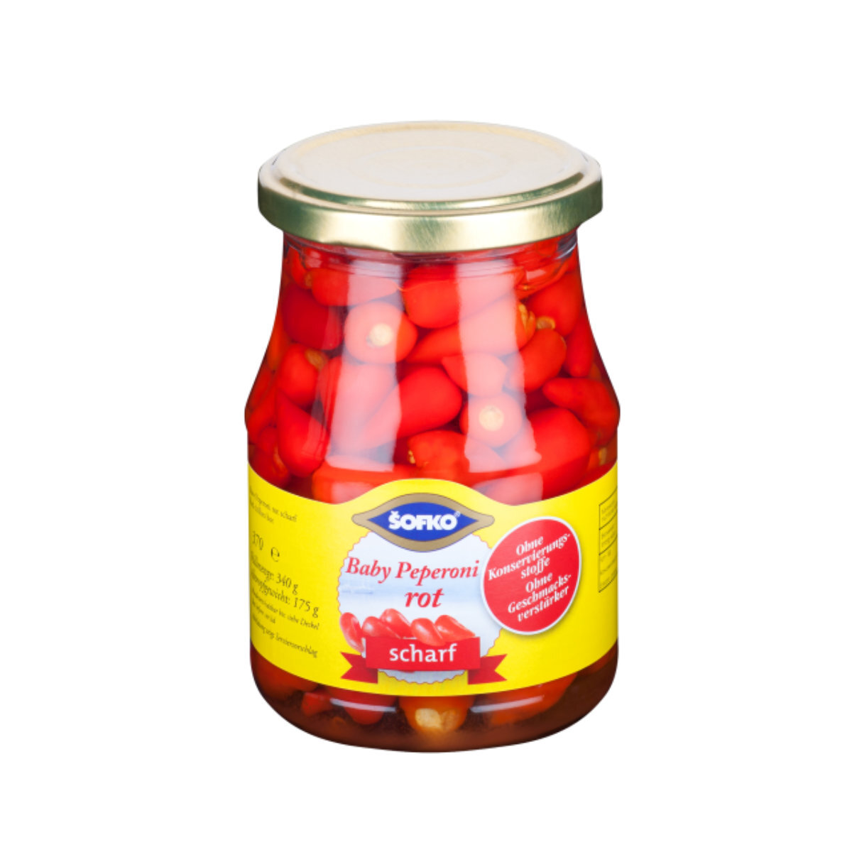 Sofko Baby Pepperoni, rouge piquant 340g Conserves