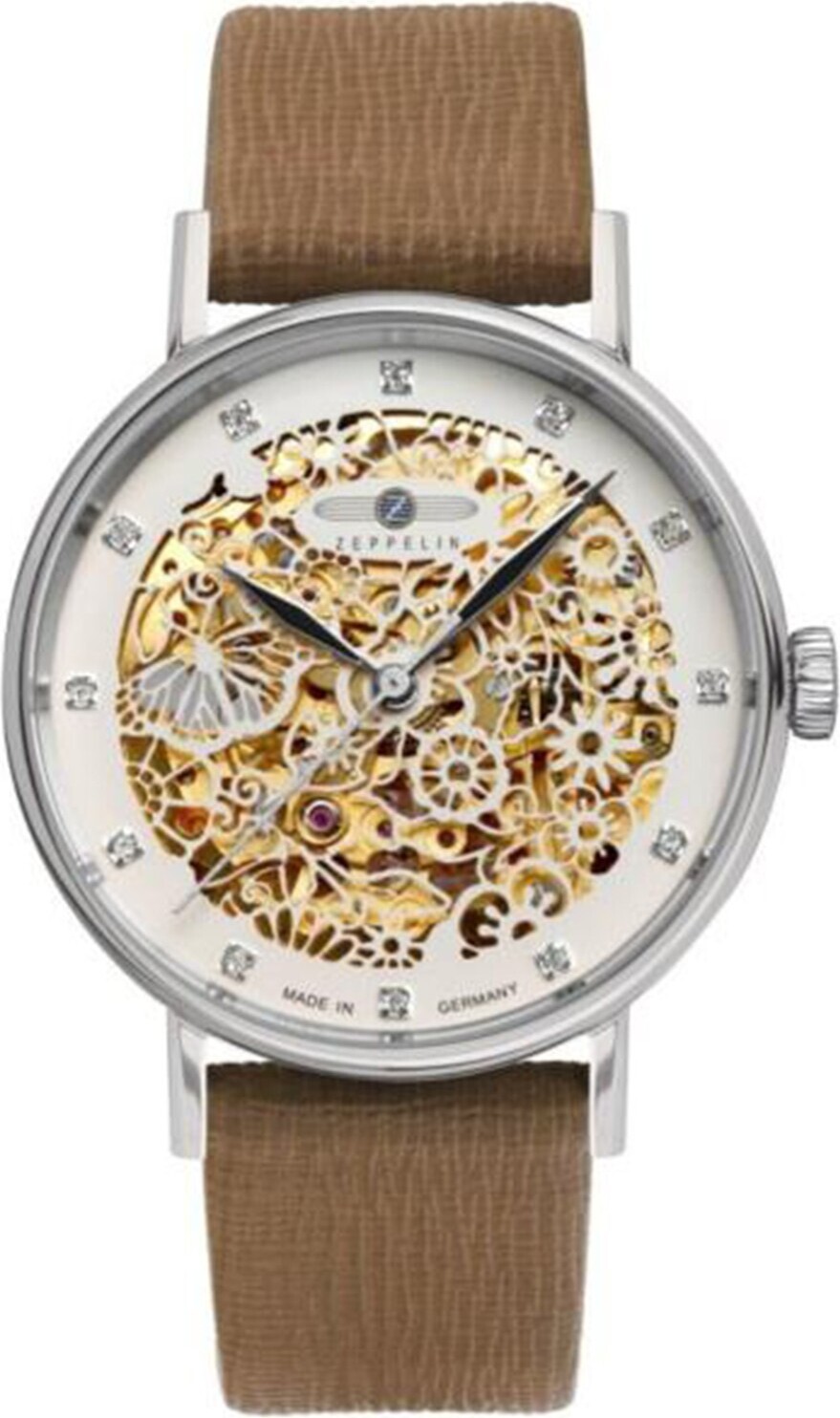 Zegarek damski ZEPPELIN 7461-5 brązowy klasyczny skeleton