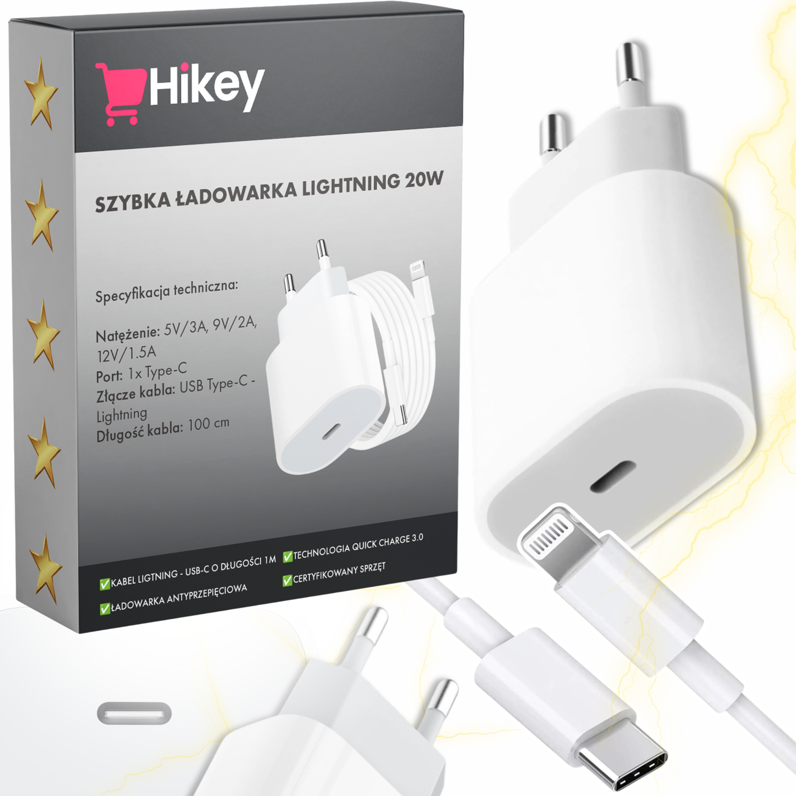 Szybka ładowarka Hikey 20W + 1-metrowy kabel | Kaufland.pl