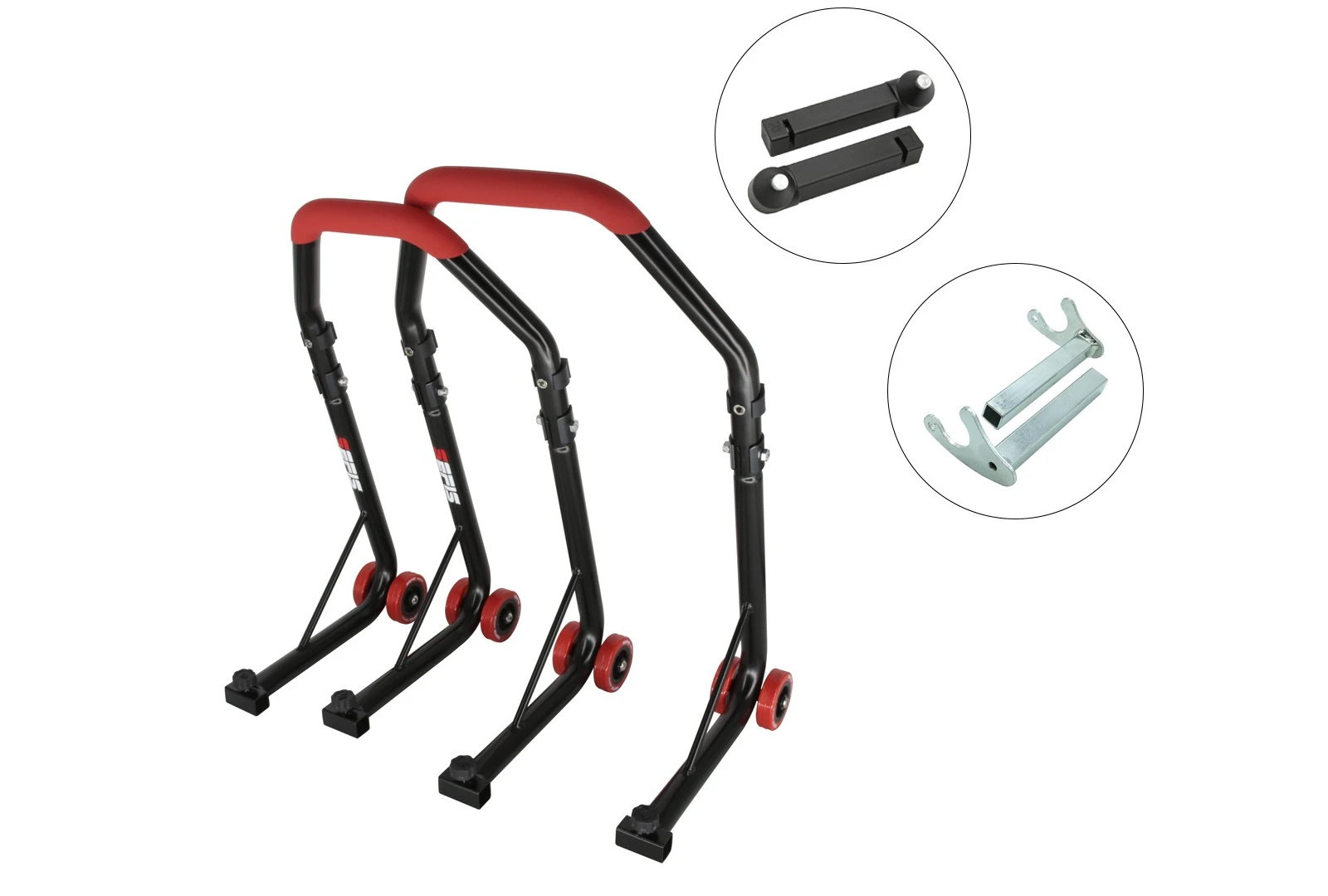 SEFIS D18 Kit béquille moto avant et arrière - rouge