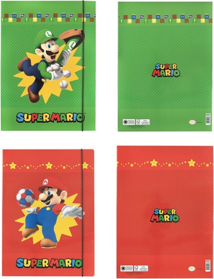 Folder z gumkami Super Mario Sport, asortyment, 2 rodzaje