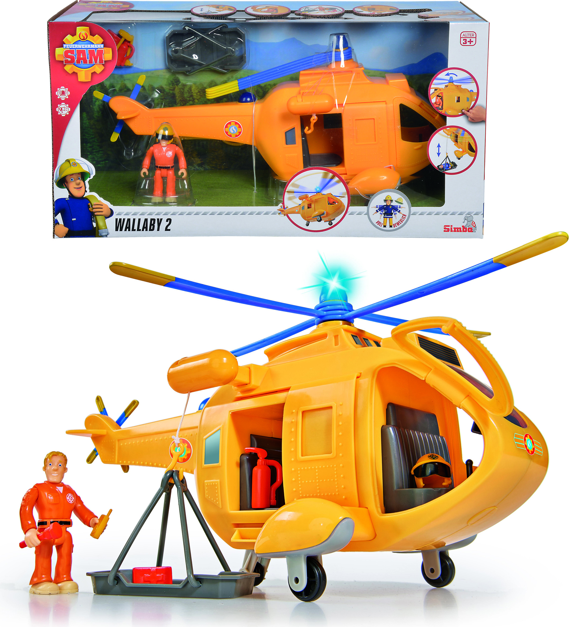 Simba Sam le Pompier Hélicoptère Wallaby II avec figurine