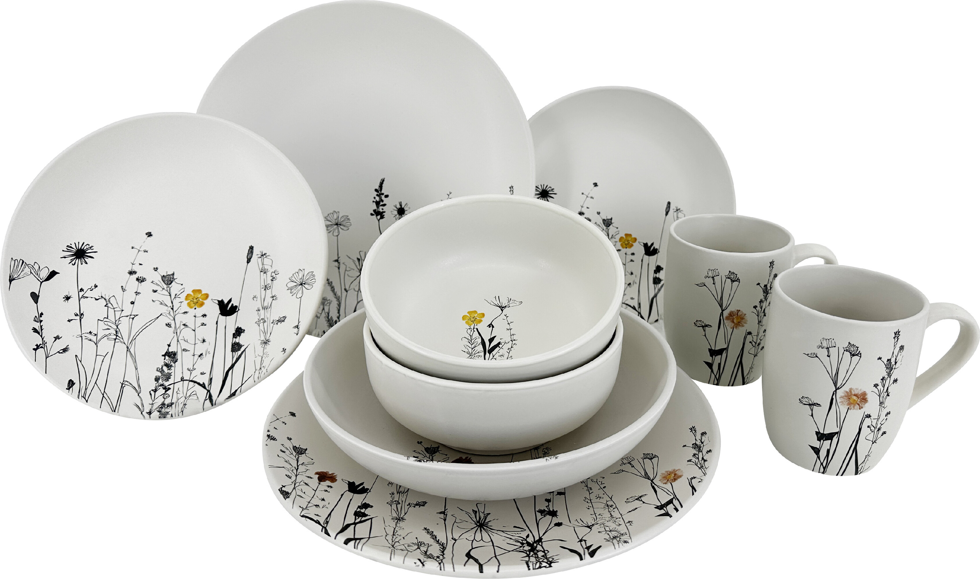 10-teiliges Keramik-Geschirrset Cream Garden Color (Teller,