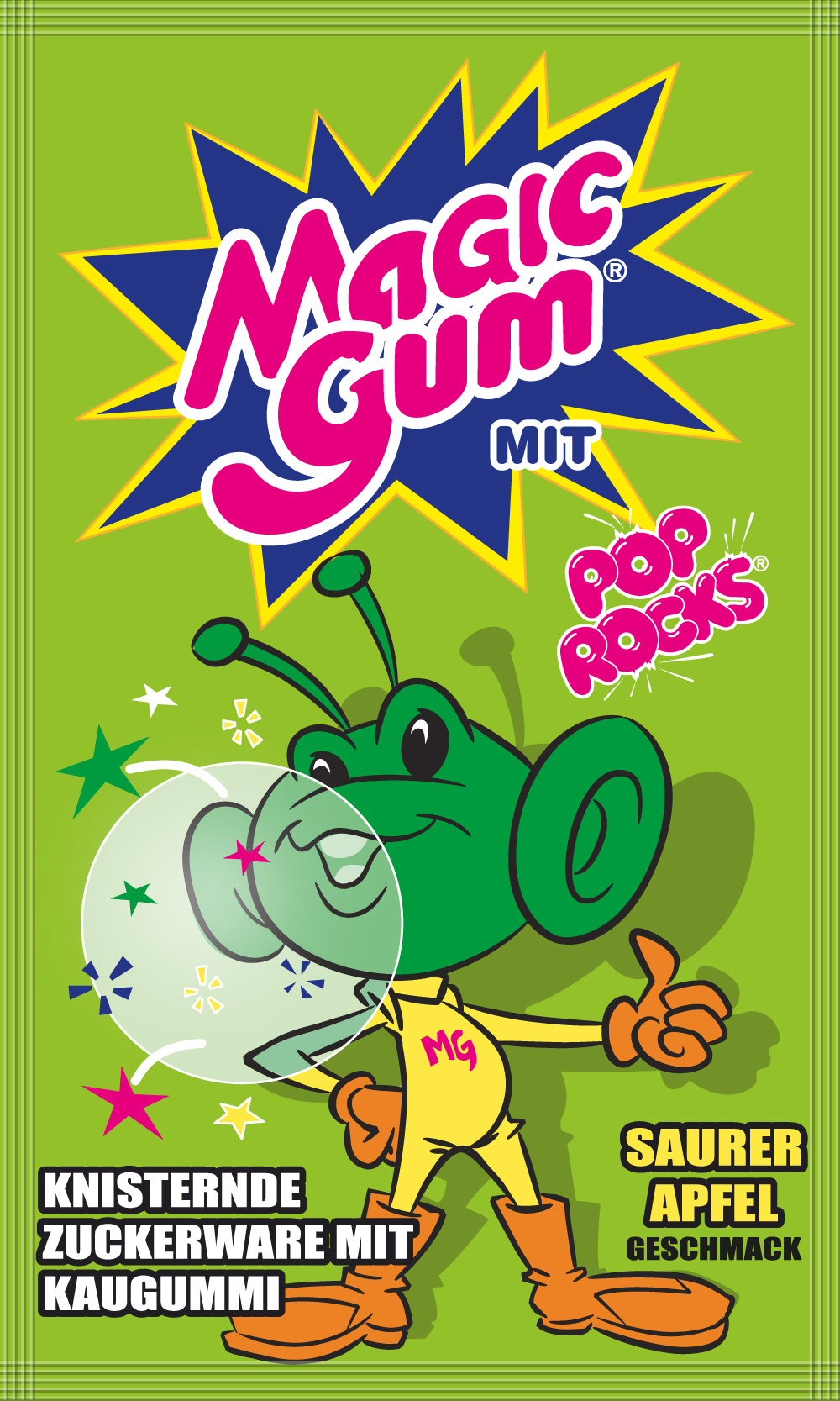 Magic Gum Pop Rocks pomme acidulée, chewing-gum, sachet de