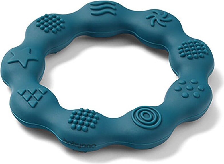 Babyono Silikon Beißring Mit Texturen Blau Blau One Size