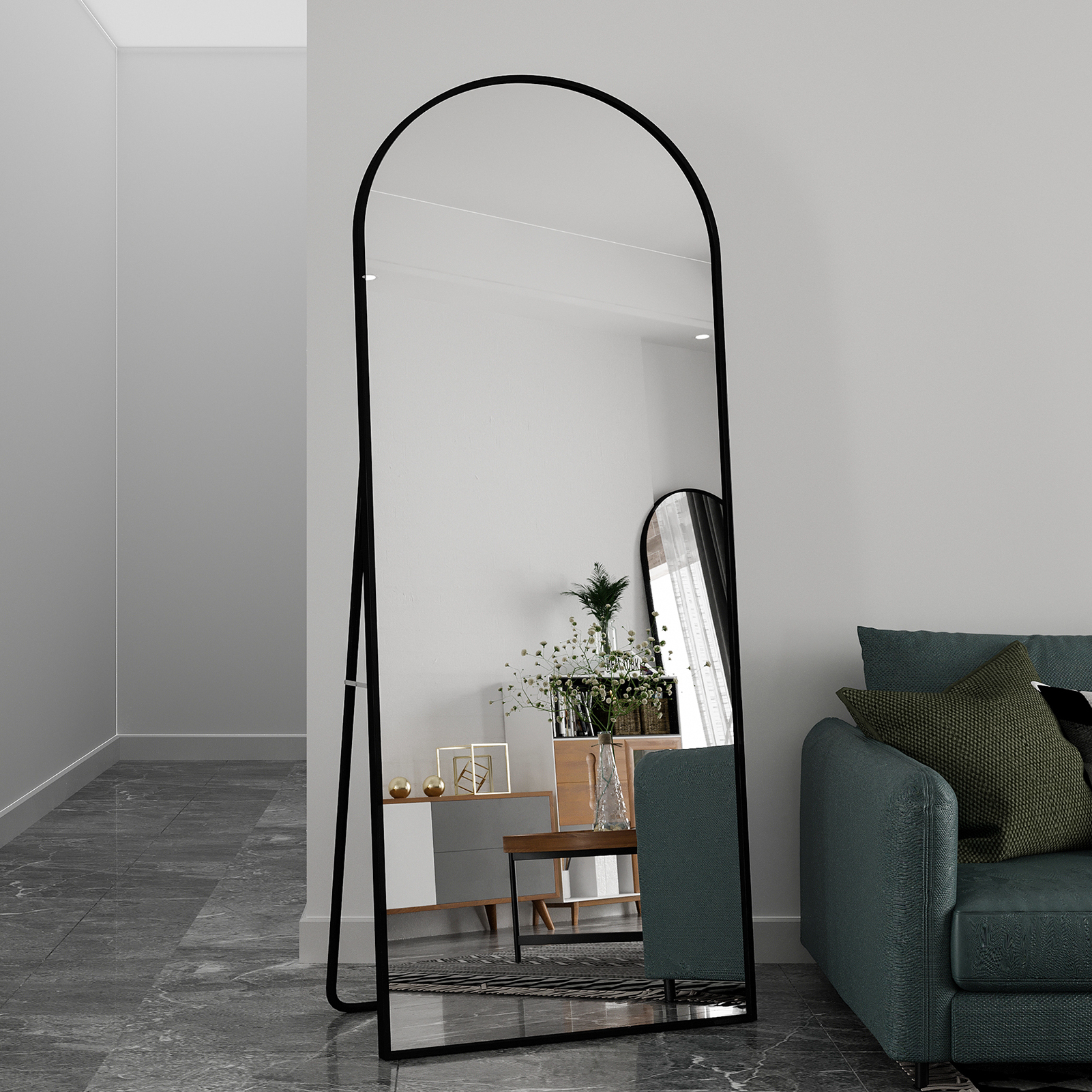 ProximaX Specchio a figura intera curvo 180x80cm, nero