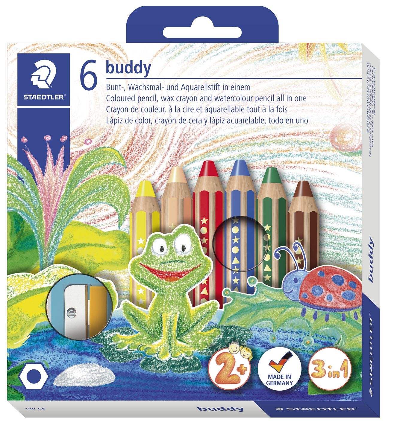 Staedtler® 140 C6 Crayons de couleur Buddy 3in1 - étui