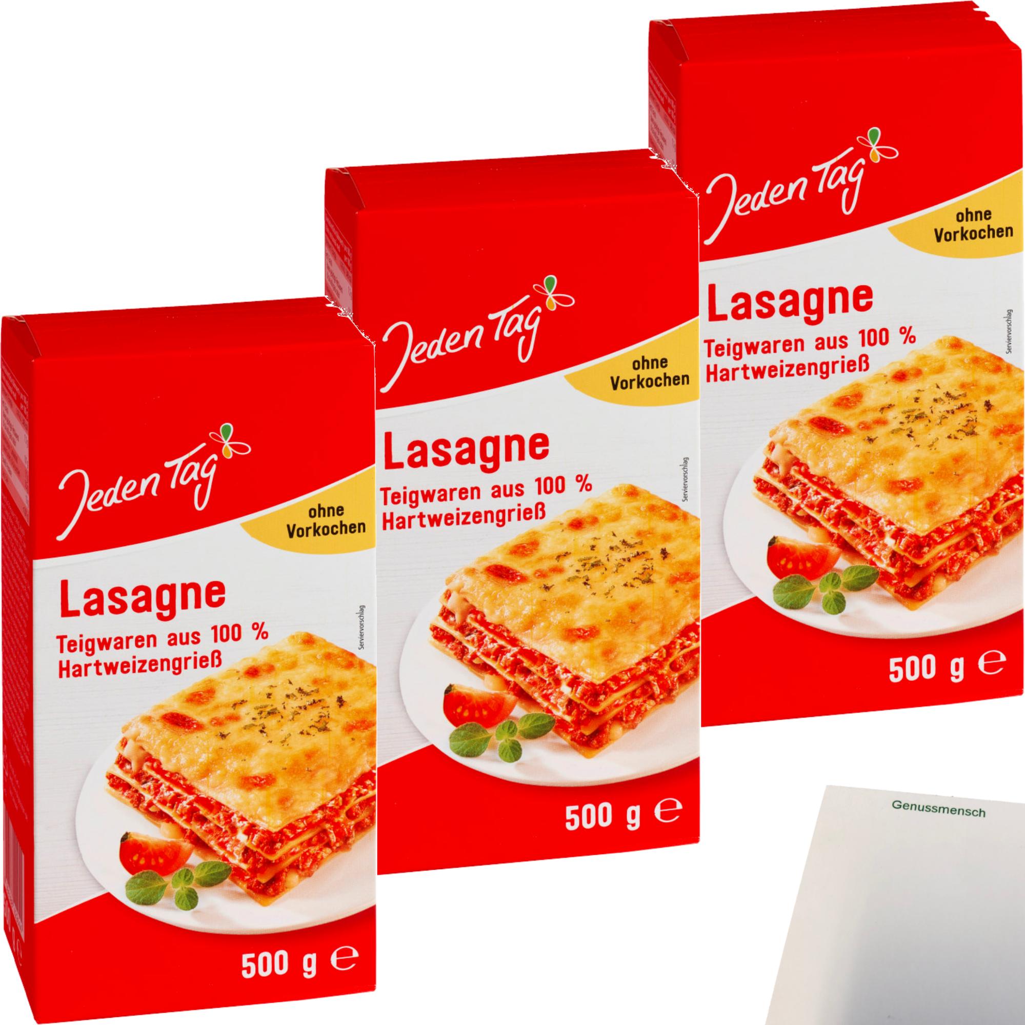 Jeden Tag Lasagne 3er Pack (3x500g Packung) + usy Block