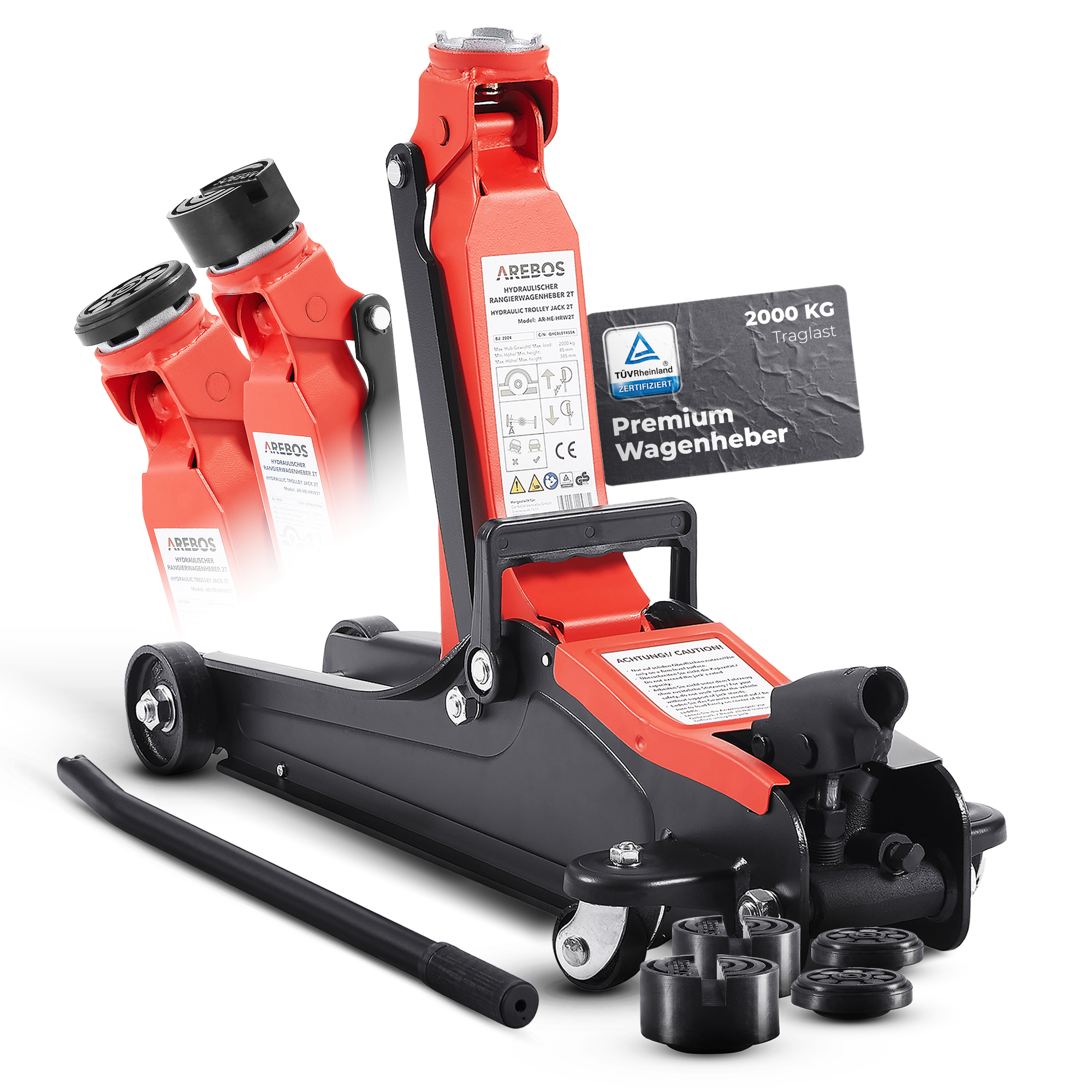 AREBOS 2T Martinetto di manovra idraulico piatto | altezza