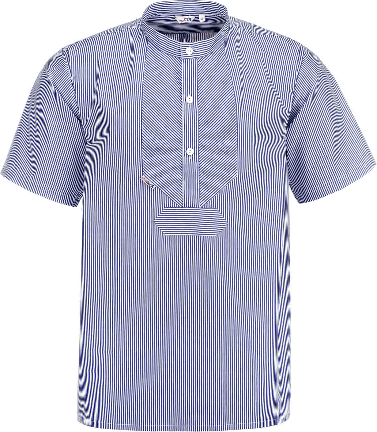 modAS Uni Fischerhemd Sommer Kurzarm-Shirt mit Stehkragen