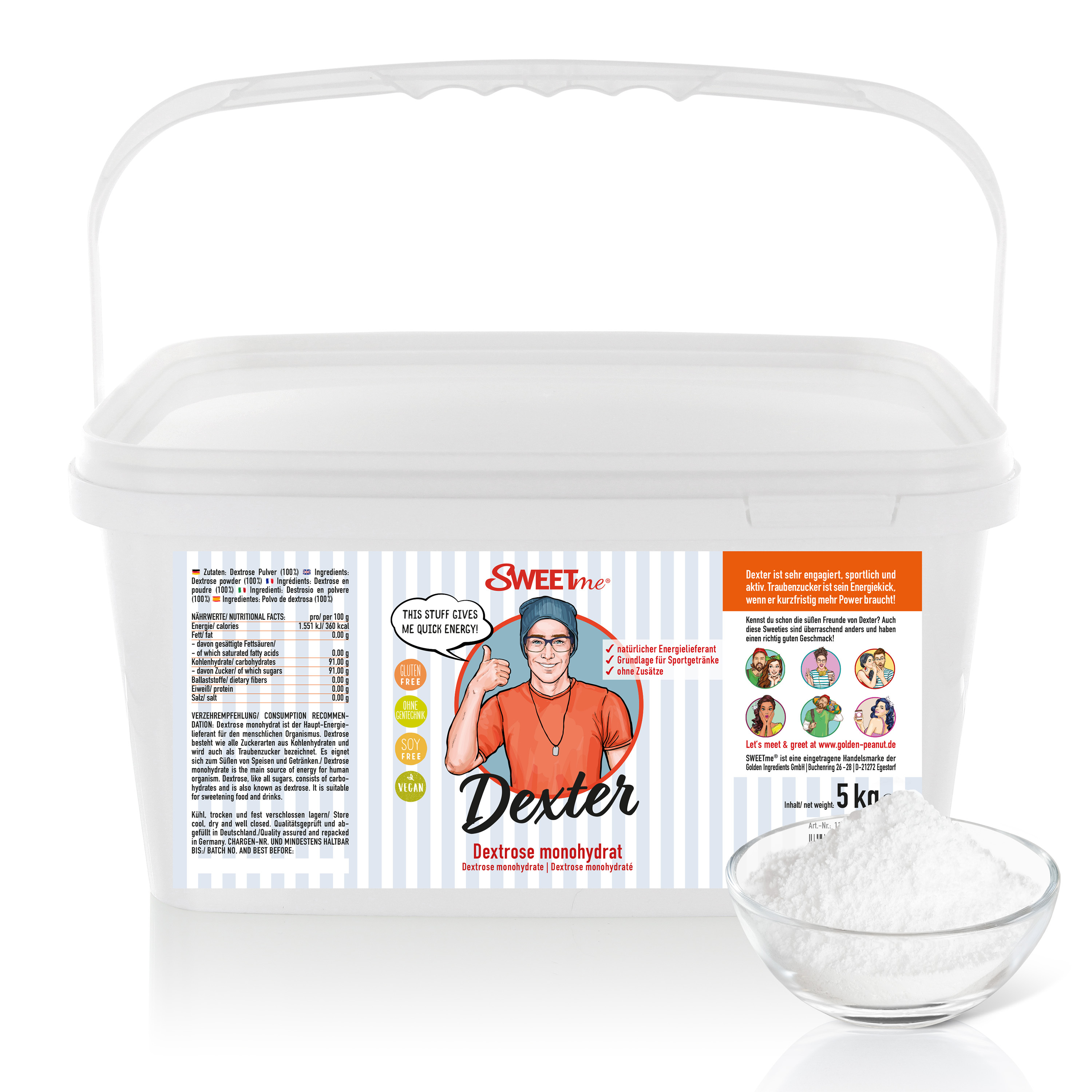 SWEETme® Dextrose monohydrat 5 kg - Dexter Traubenzucker