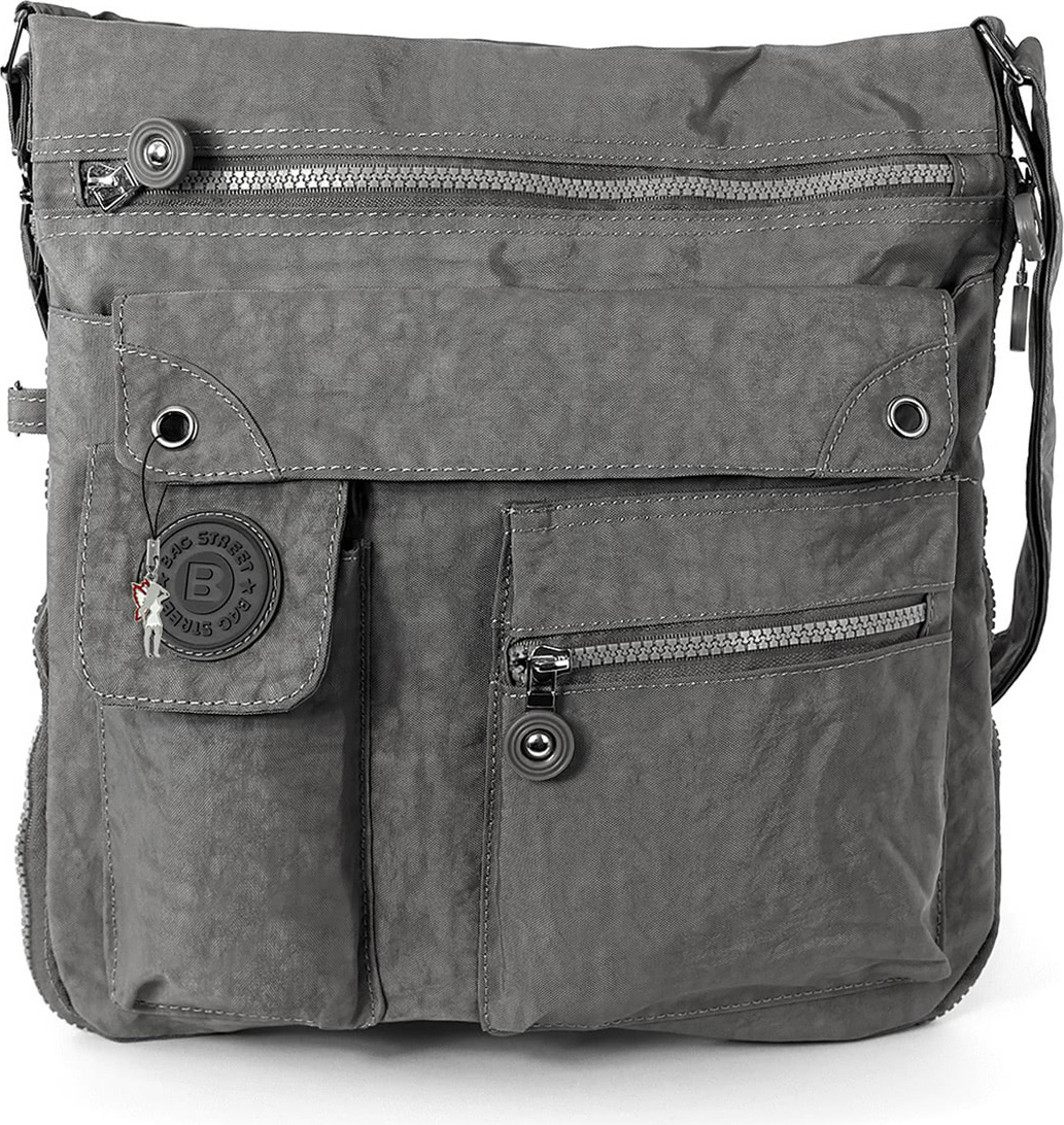 Bag Street Sac à main pour femme Sac en nylon gris 31x10x33