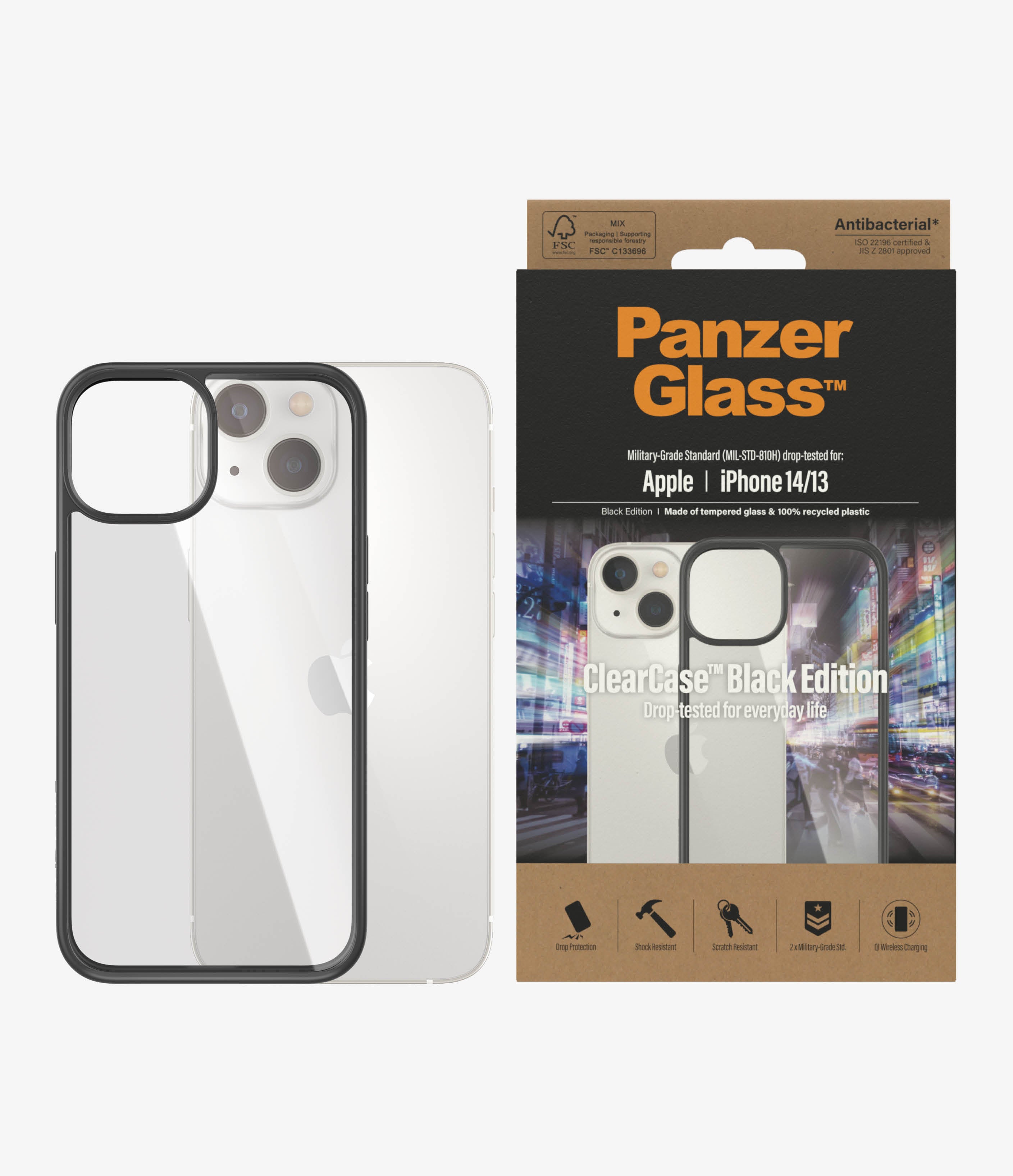 Panzerglass Clearcase Etui antibactérien pour Iphone 14