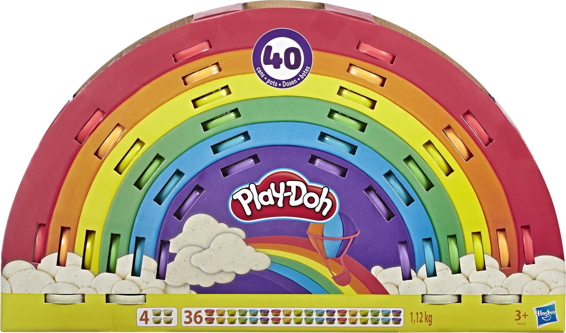 Play-Doh Kinderknete Set Rainbow 40 Dosen Knete mit
