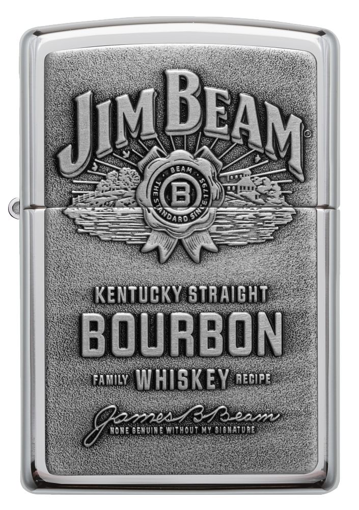 ZIPPO - JIM BEAM® LABEL PEW - Silver Chrome Storm