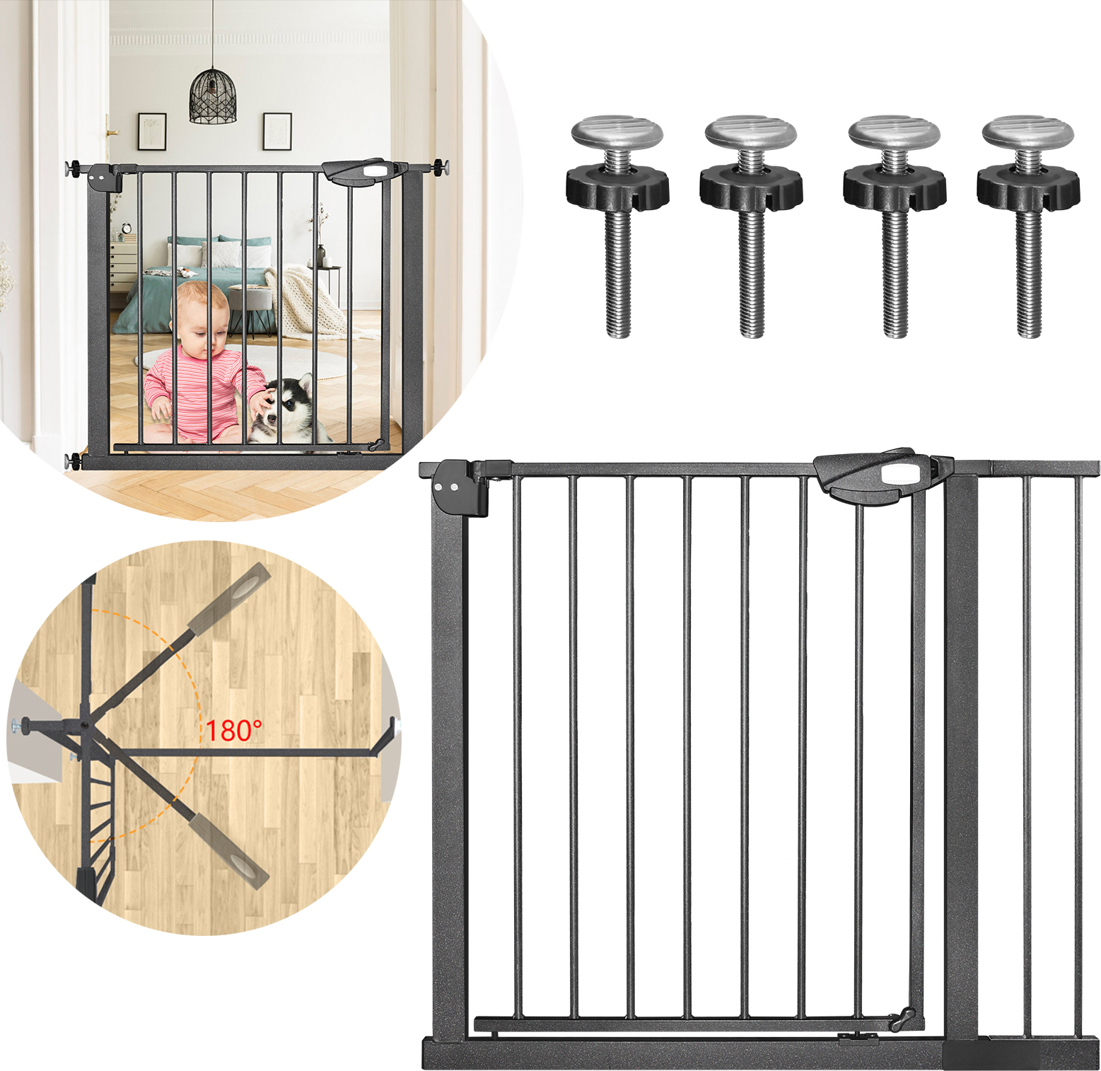 UISEBRT, Treppenschutzgitter, Schwarz, 85-95 cm, Ohne