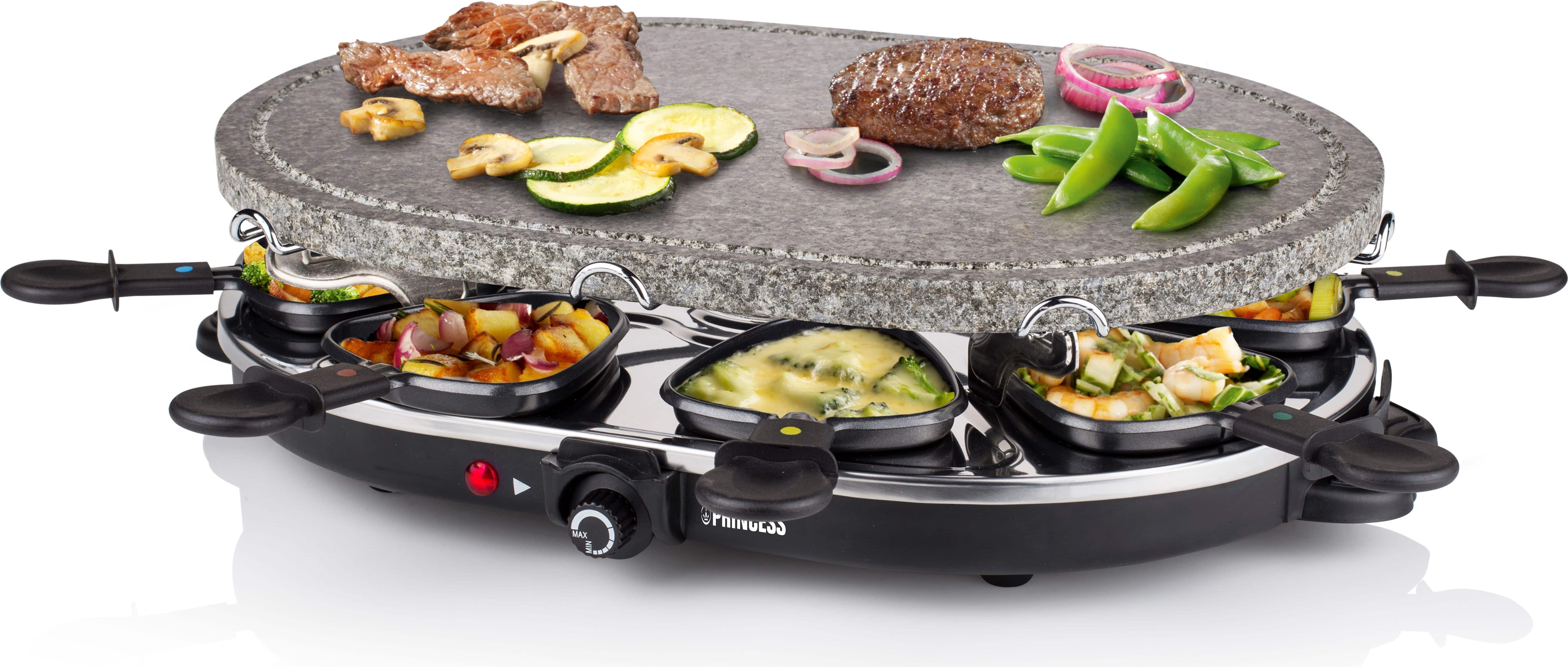 Princess 162720 Raclette 8 Oval Stone Grill Party - 1200 W