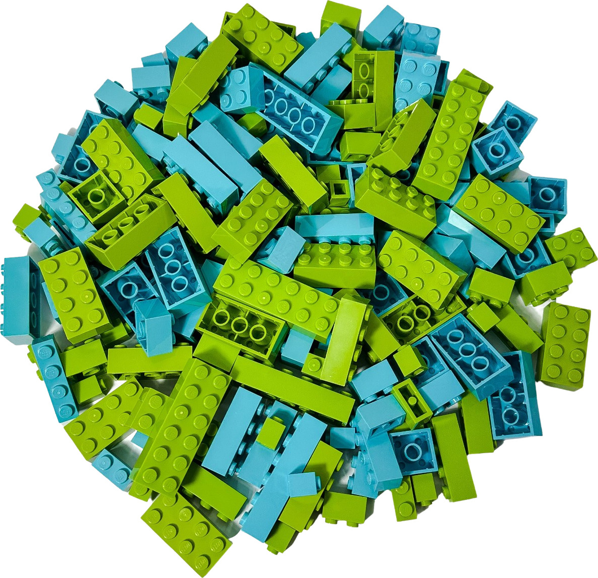 LEGO Briques citron vert/bleu azur mélangées 200 pièces