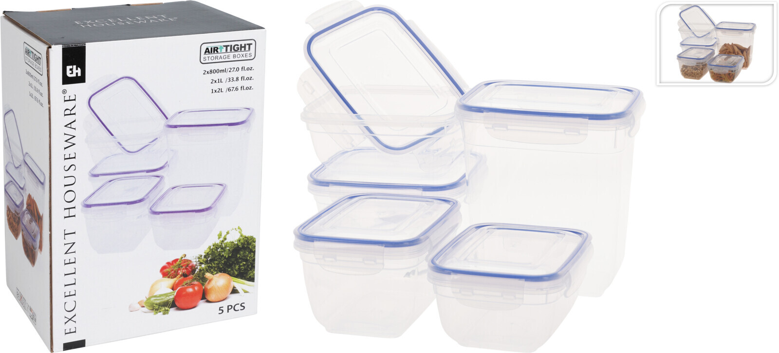 Koopman Set de 5 pots en plastique Excelent avec couvercle