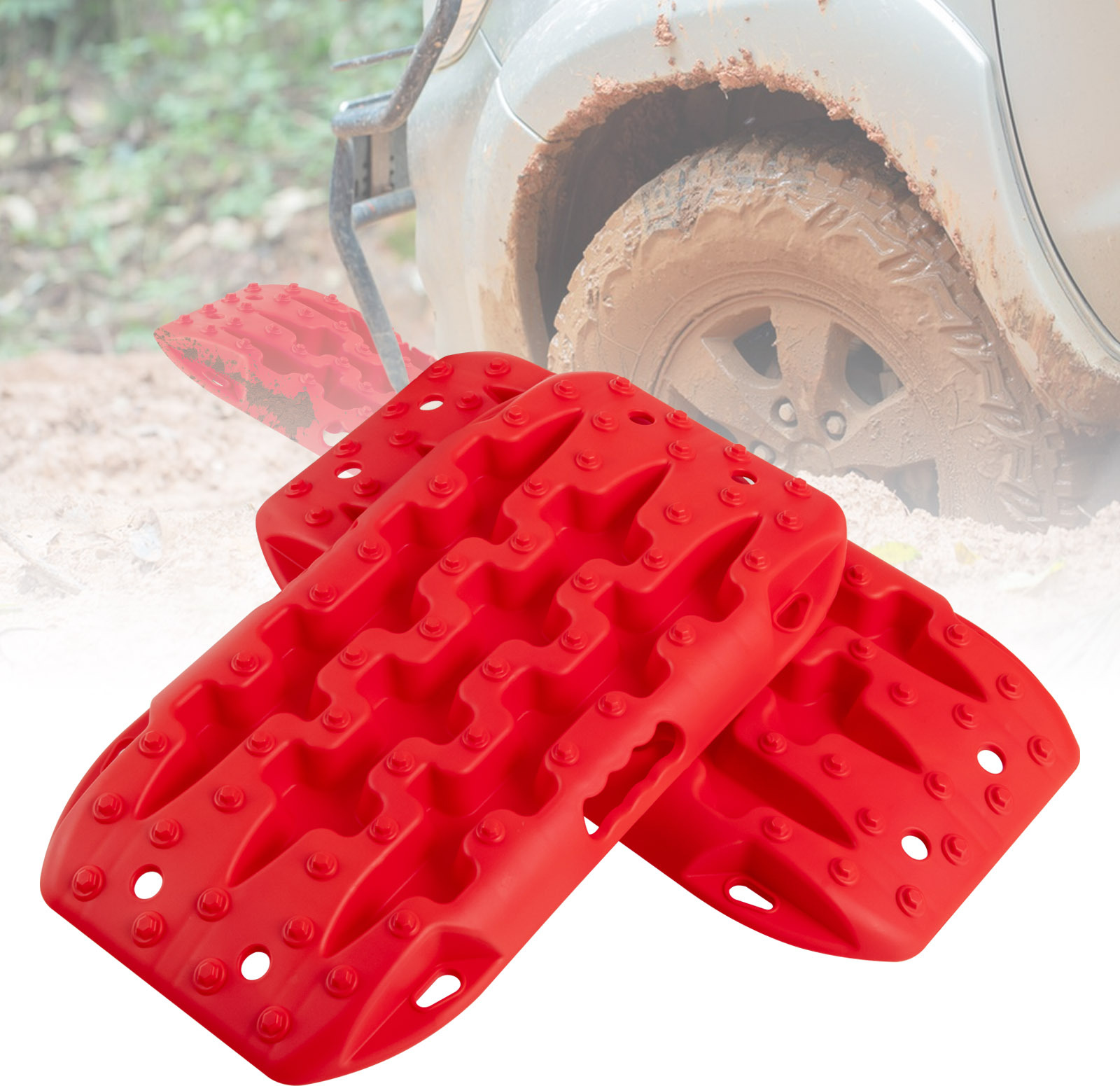 COSTWAY 10T Off Road Recovery Tracks Mats (Rosso, 58x31x6cm)