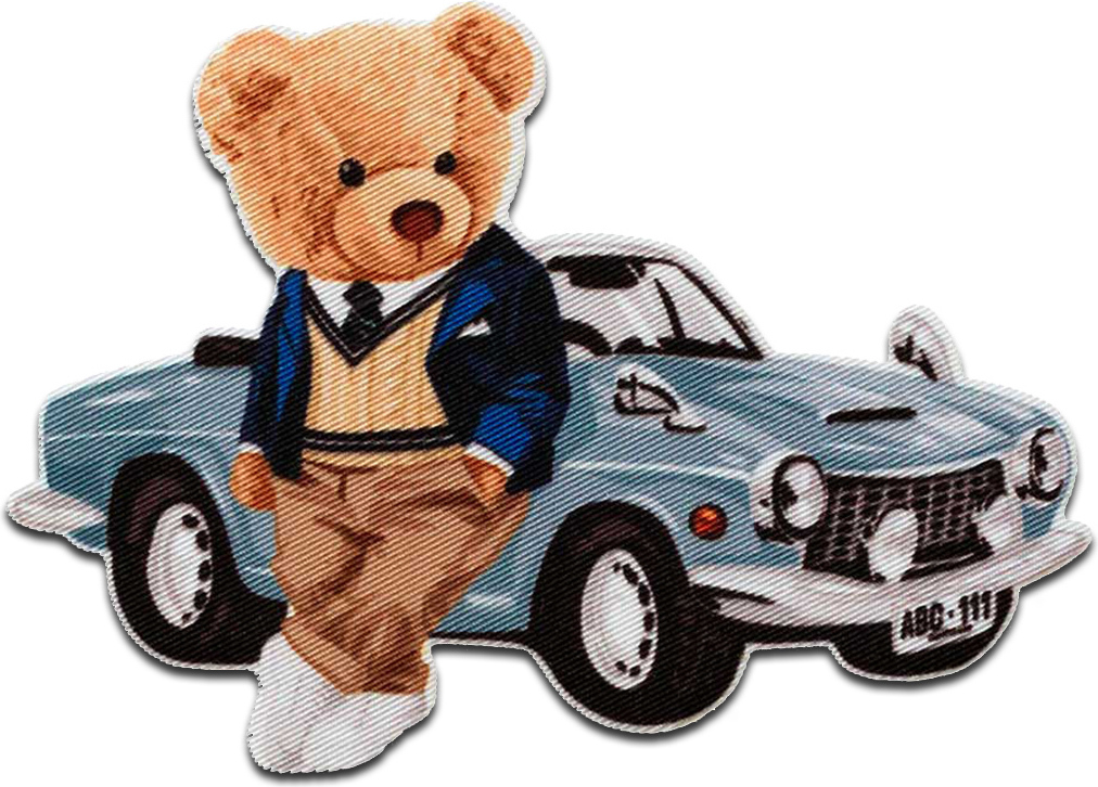 Mono-Quick bear with car animal - záplata, nažehľovacia