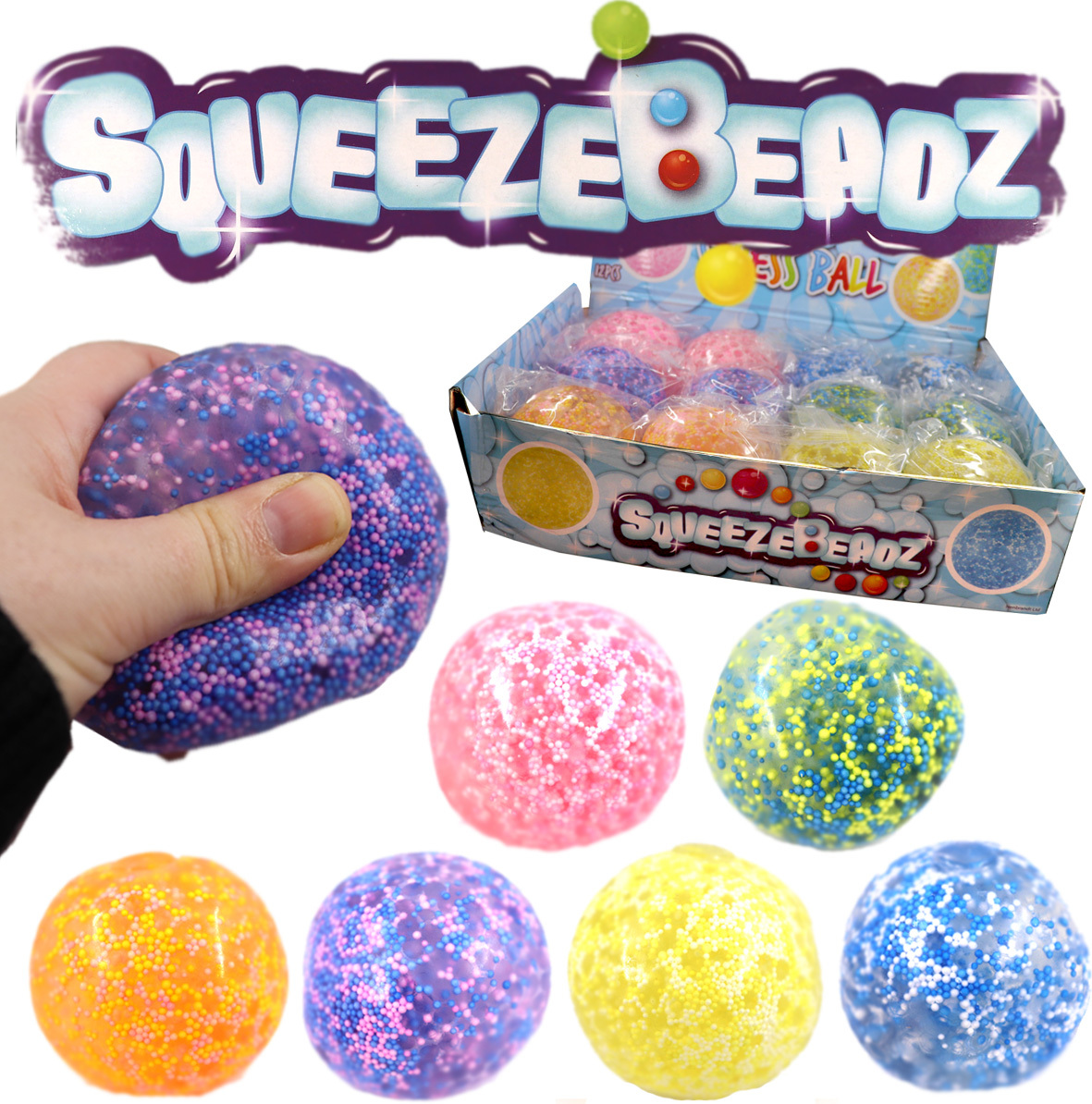 Quetschball Squeezeball XL 7cm Bunt Perlen Antistressball