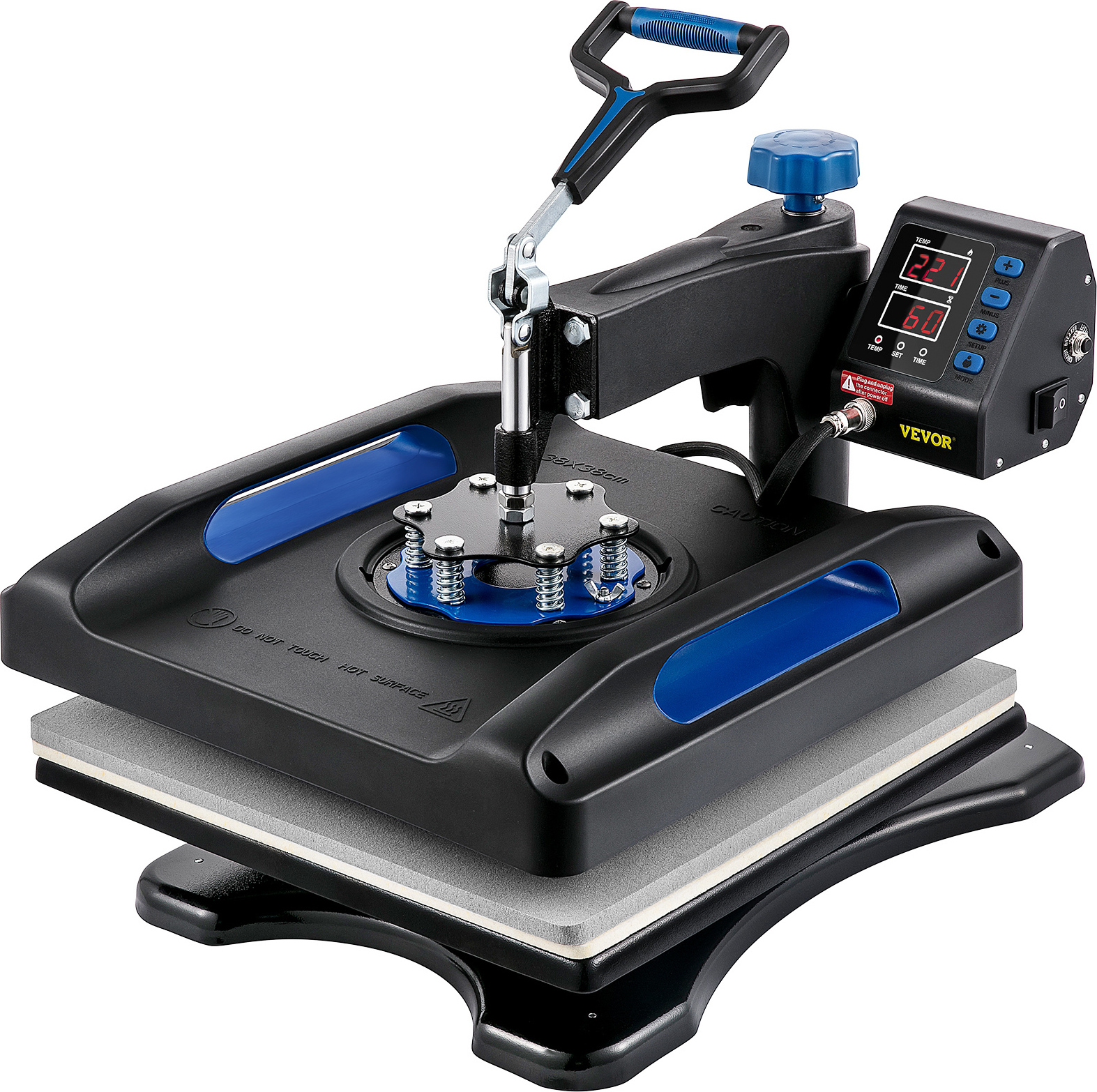 VEVOR tepelný lis, 38 x 38 cm, rýchle nahriatie, 360°