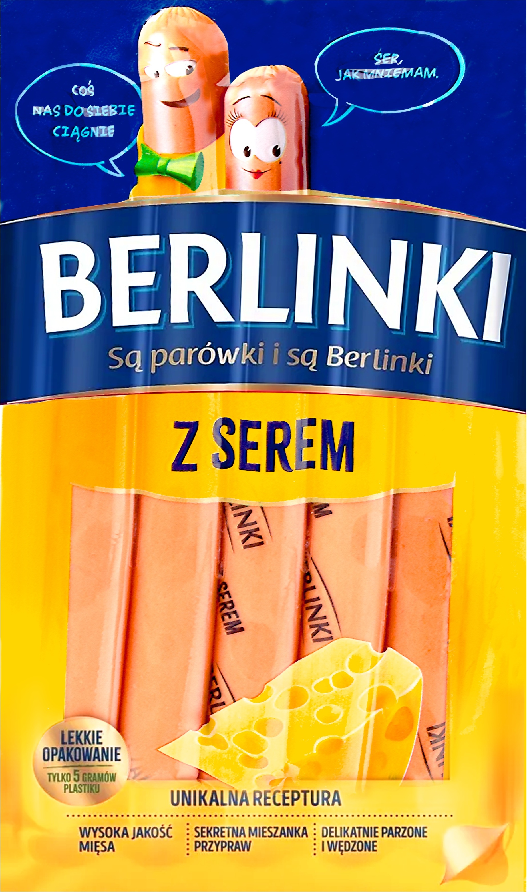 Parówki Berlinki z serem 250g I Berlinki wiedeńskie z serem
