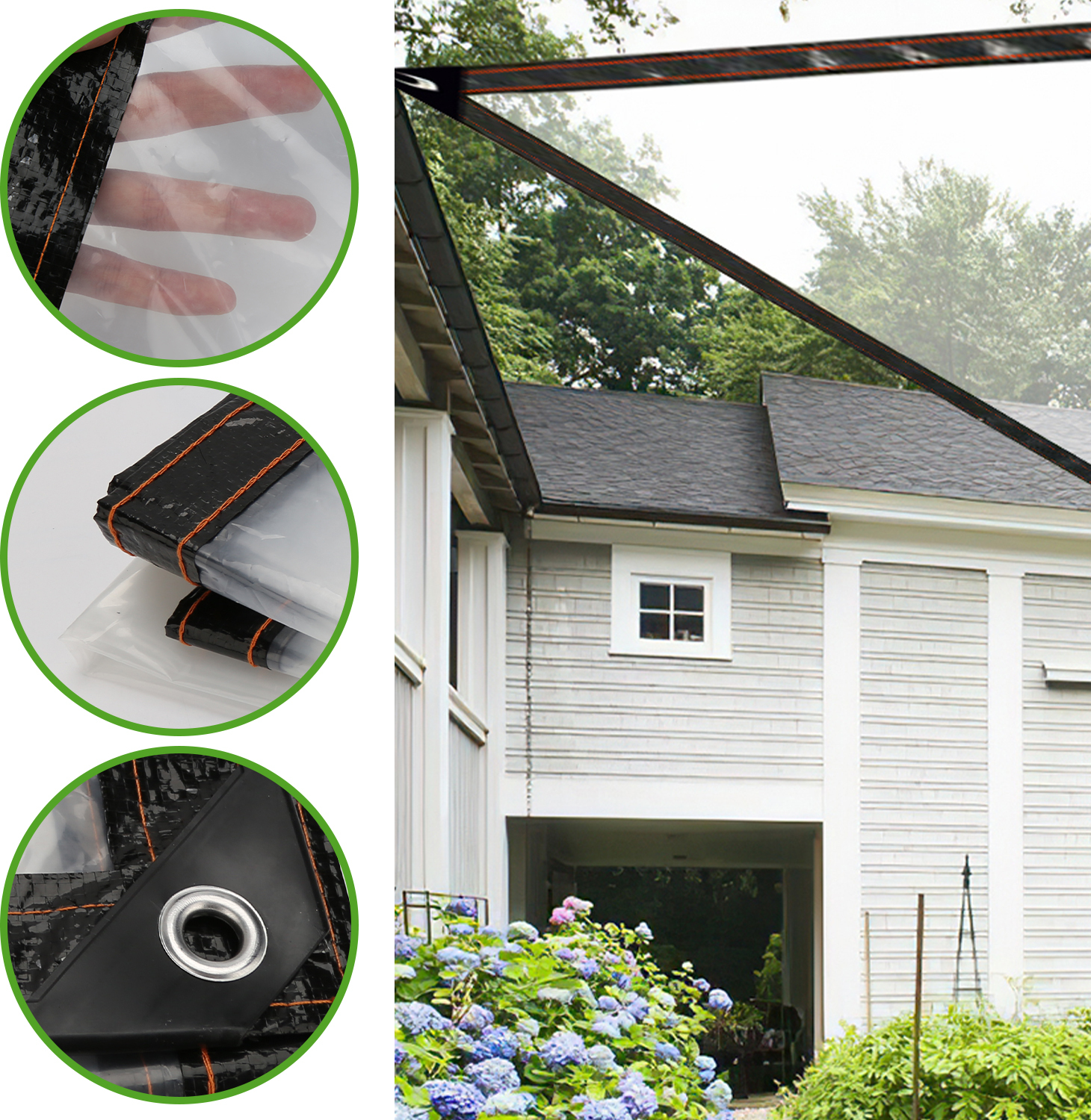 Aopunly Bâche PVC 3x5M Transparente Imperméable avec Œillets