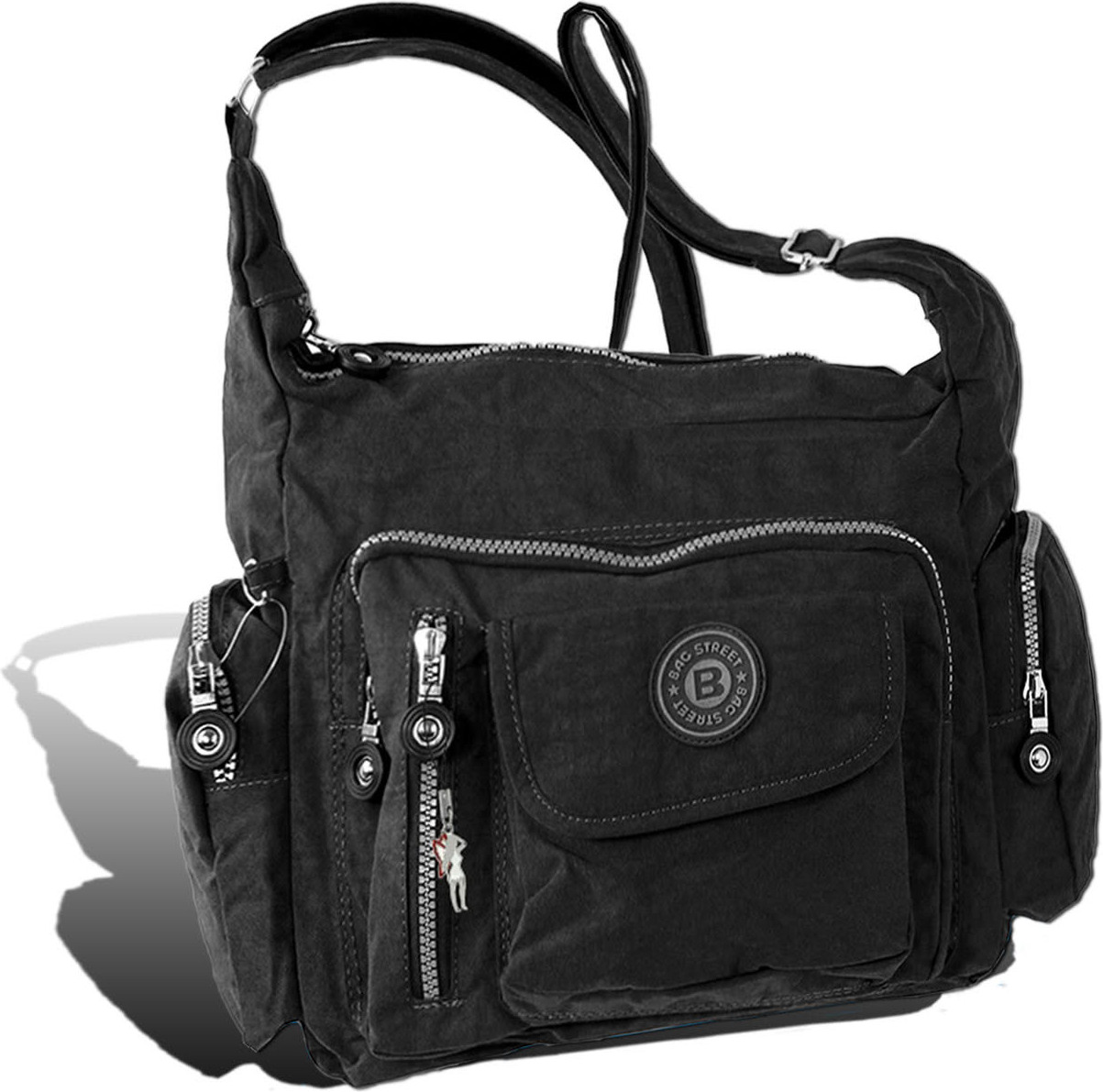 Bag Street Sac à main pour femme Sac noir en nylon 30x15x22