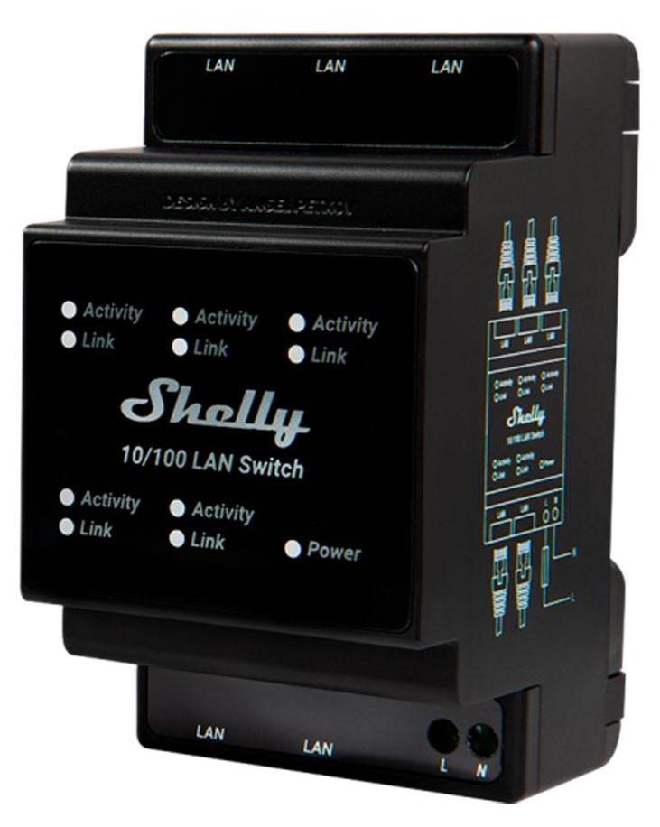 Switch LAN Shelly DIN Rail 5 ports RJ45