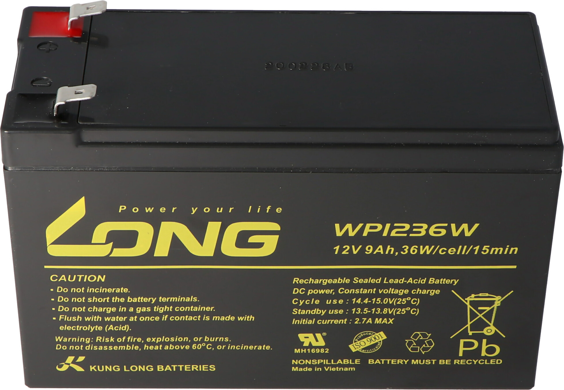 Akumulator kwasowo-ołowiowy Kung Long WP1236W 12Volt 36W,