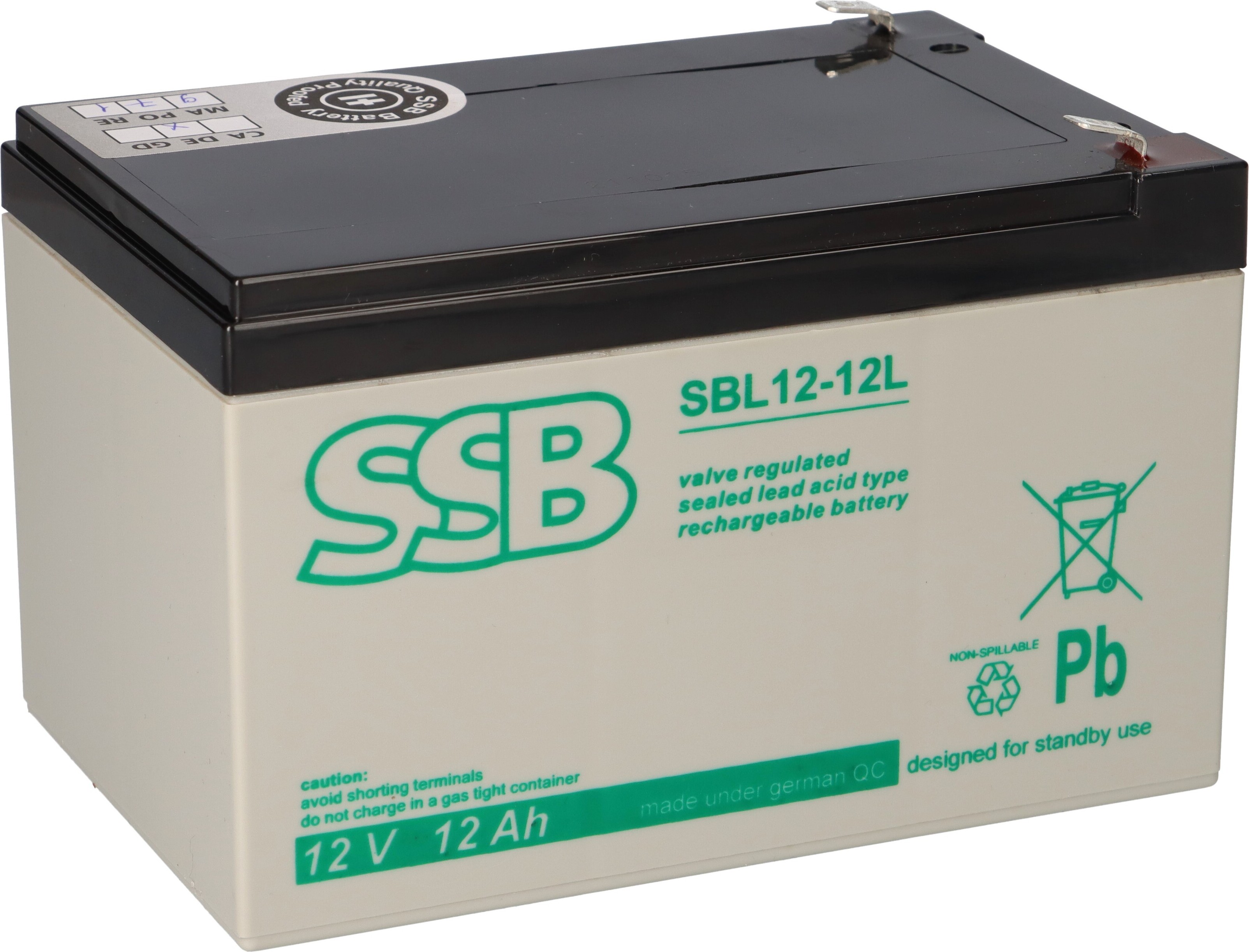 SSB Blei Akku SBL 12-12L AGM Batterie 6,3mm Faston - 12V