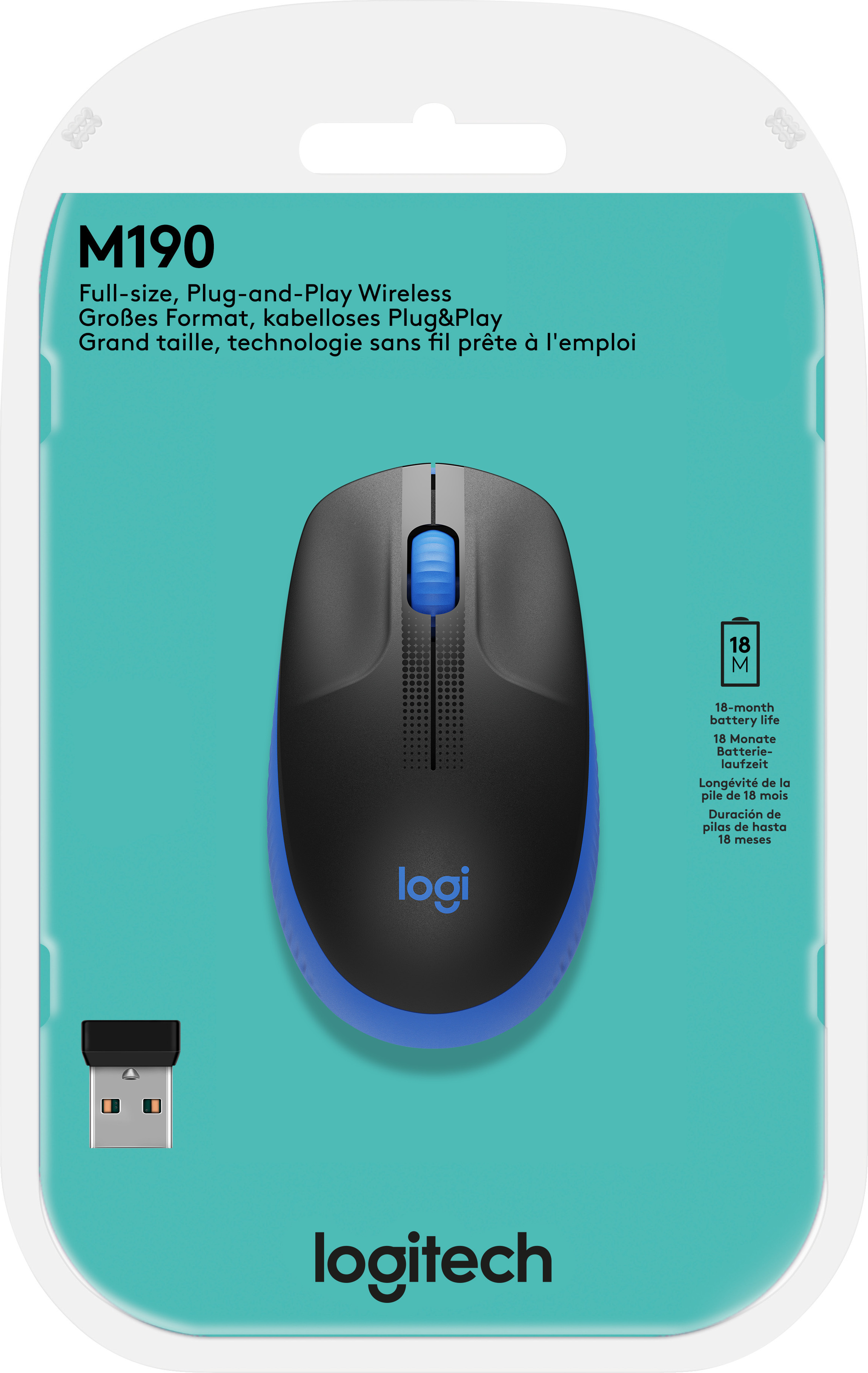 Logitech M190 Mysz Bezprzewodowa Rf, 910-005907