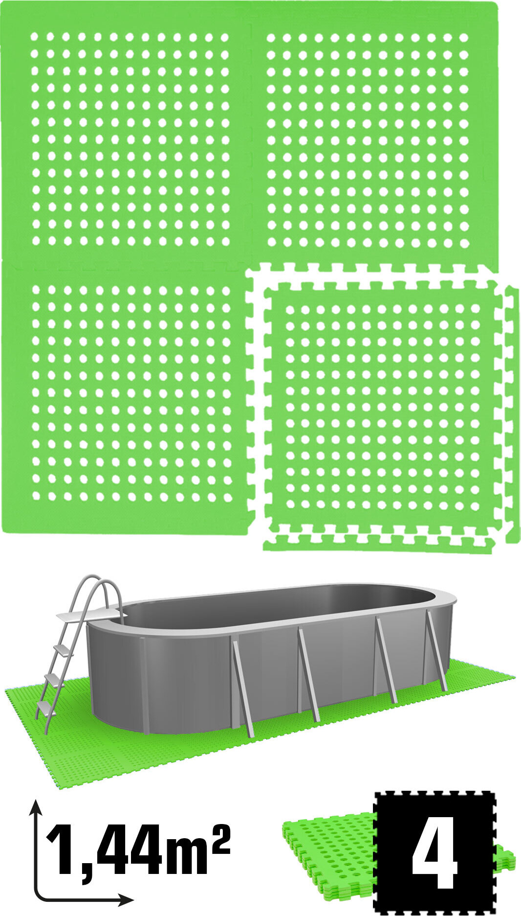 Podložka EVA Grid Mat 62x62cm Podložka pod bazén zelená