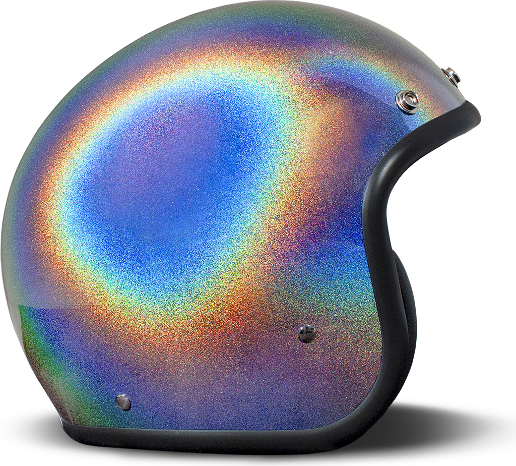 Casco Jet Cafe Racer DMD RETRO Rainbow Silver Gloss misura