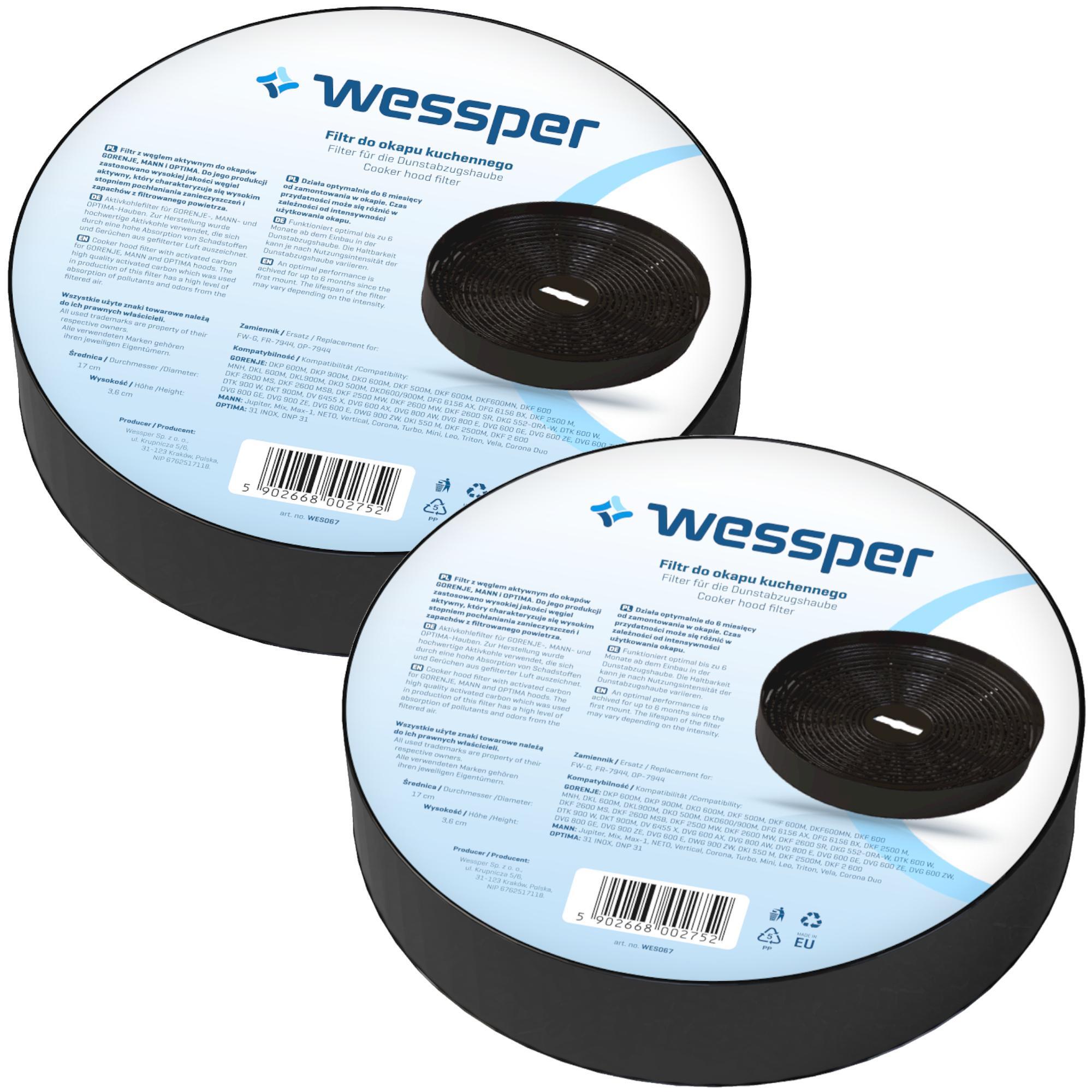 Wessper filter/filter s aktívnym uhlím pre digestor Oranier
