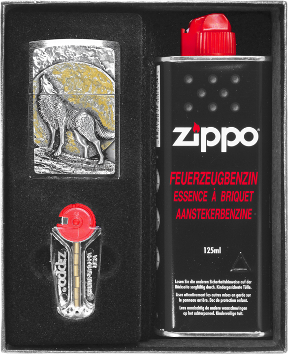 Feuerzeug-Set ZIPPO WOLF AT MOONLIGHT | Kaufland.de