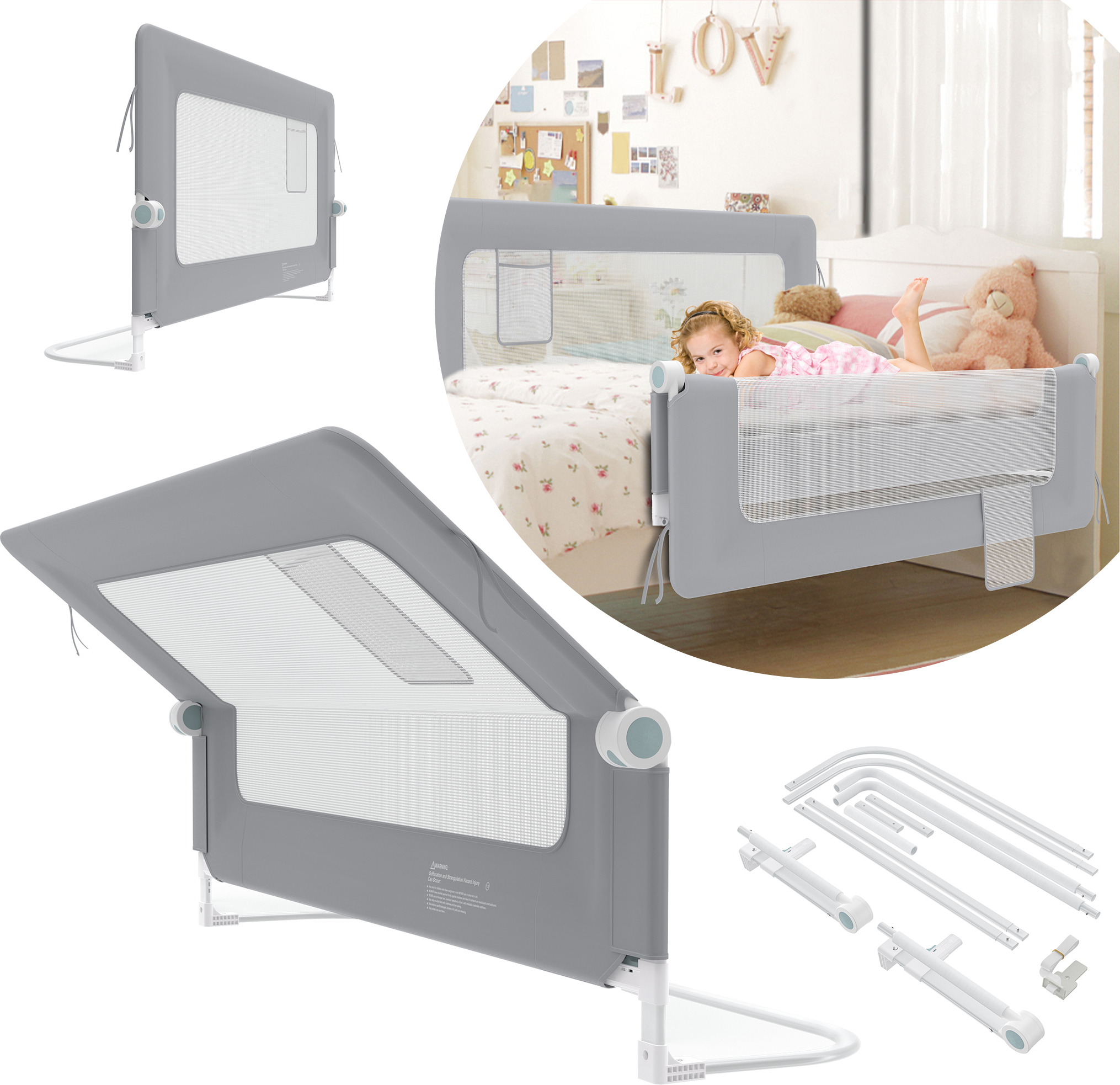 LZQ 200 cm Skladací ochranný kryt postele pre deti Detský