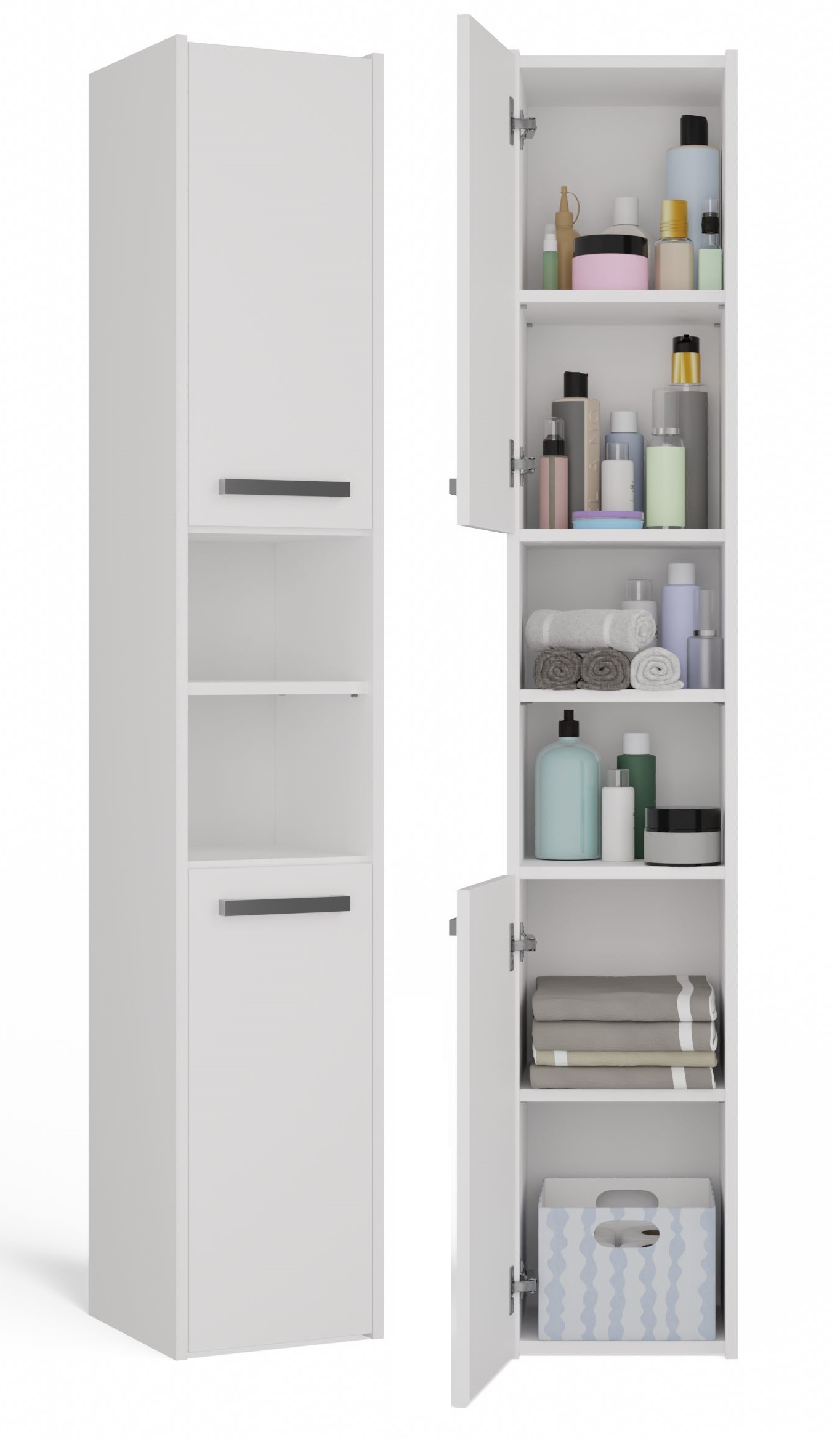 Hoher Badschrank mit Regalböden MARGO – weiß | Kaufland.de